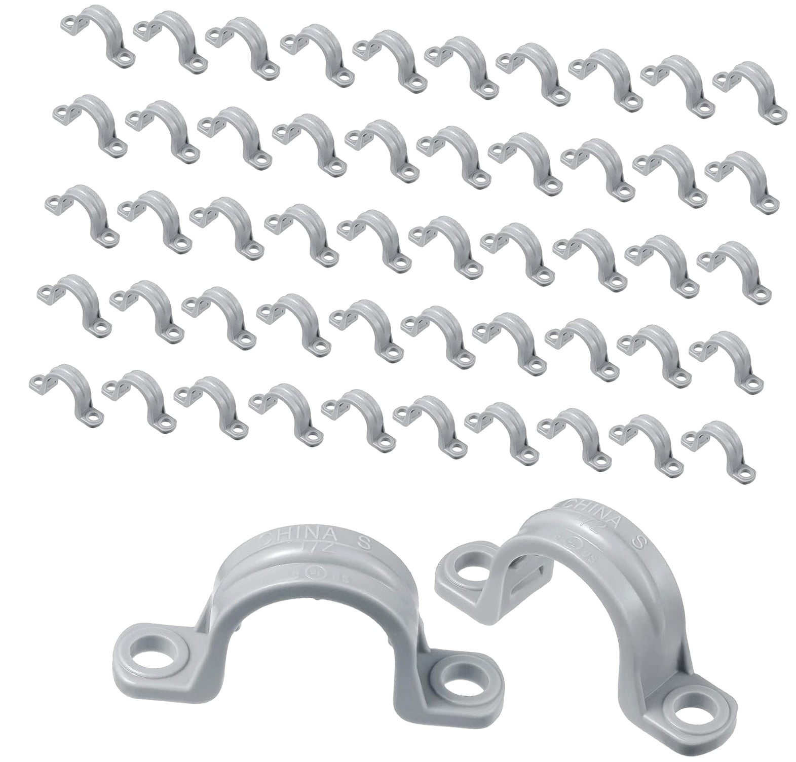 Fuliko Conduit Clamp 2 Hole Straps Grey Plastic Conduit Strap Clip for ...