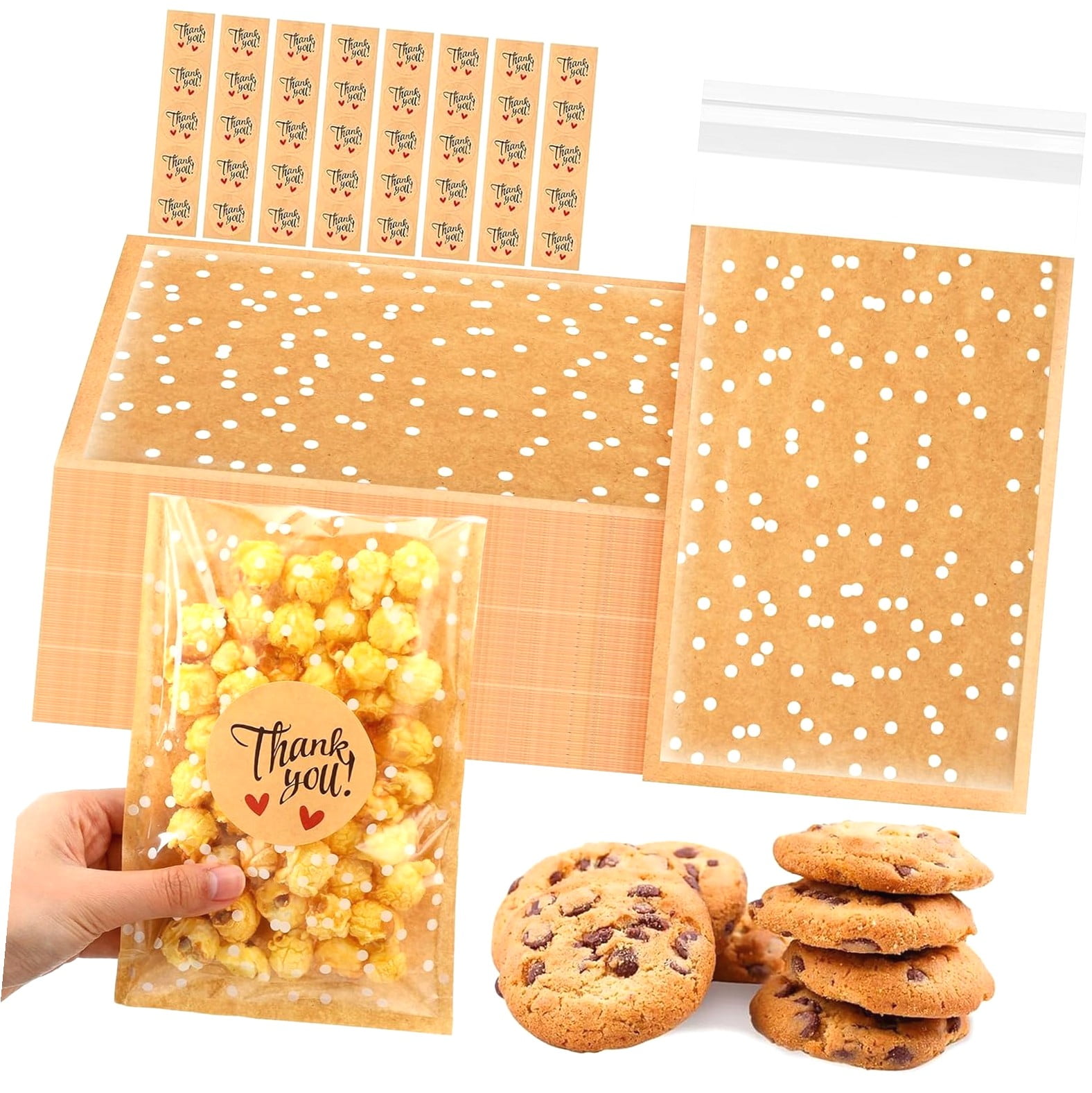Fuliko Cookie Bags Cellophane Polka Dot Bags Small Plastic with Thank ...