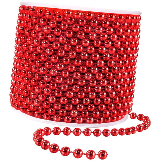 Fuliko Craft 66 Feet Beads Garland for Christmas Tree, 6MM Red Faux ...