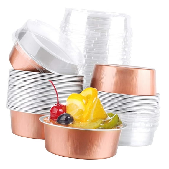 Fuliko Cupcake Cups with , 5oz 50pcs Desserts Flan, 150ml Baking Cups ...