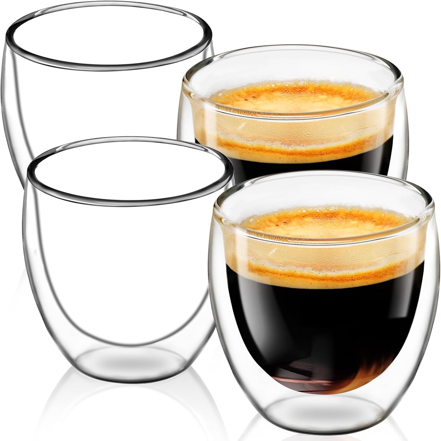 Fuliko Cups Set of 4, 5 OZ Expresso Shots Cup, Double Walled Coffee ...