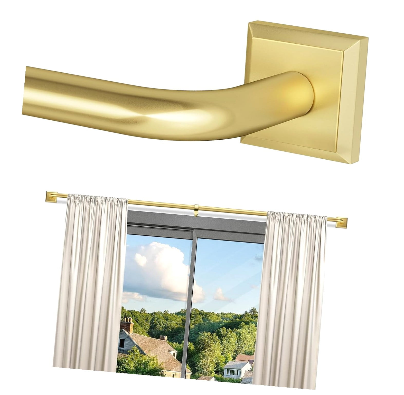 Fuliko Curtain Rods for 28-48Inch French Return Rod, Wrap Around ...