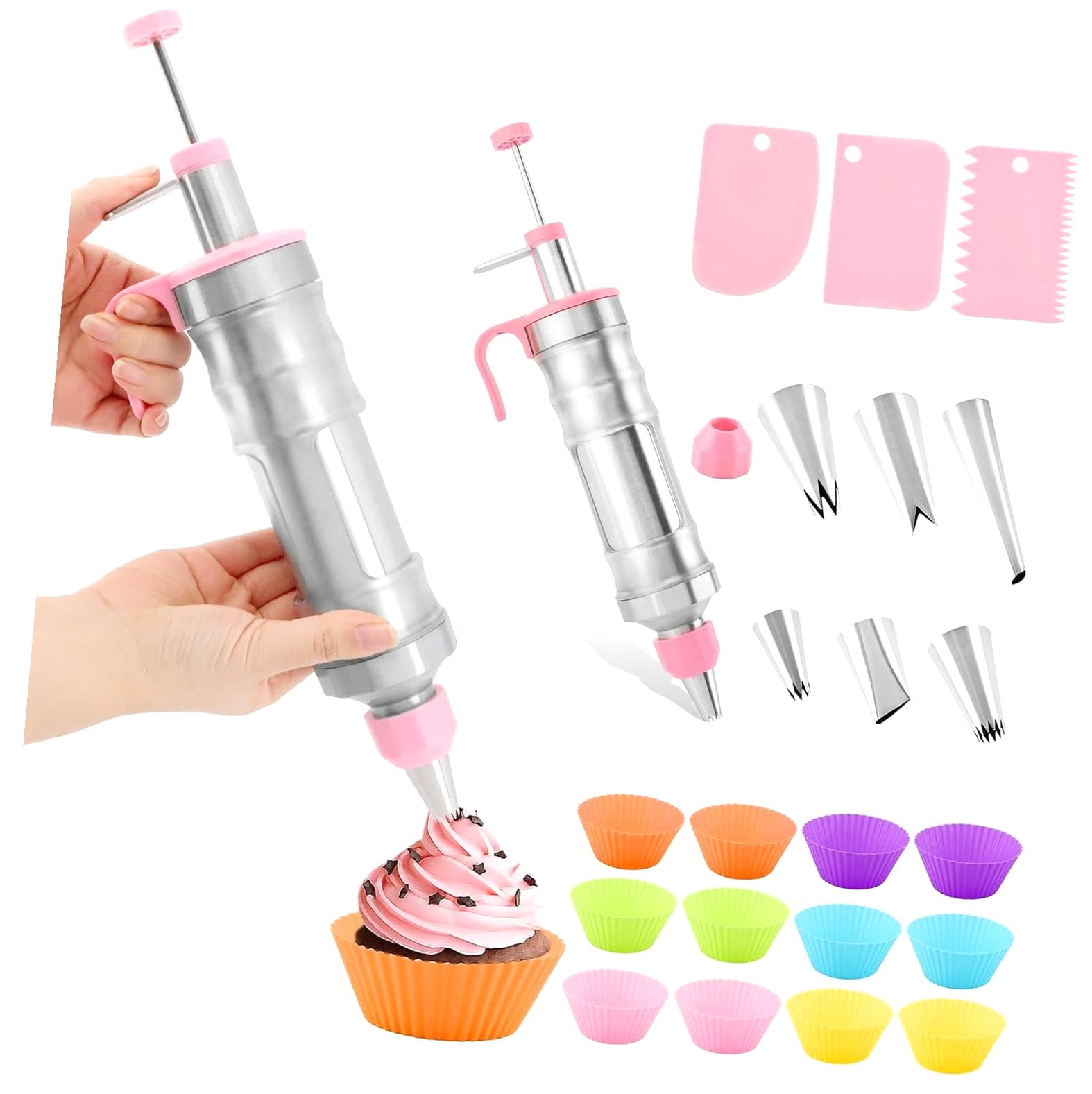 Fuliko Dessert Set, Frosting Piping Kit, Steel 6 Piping Tips for 12 ...