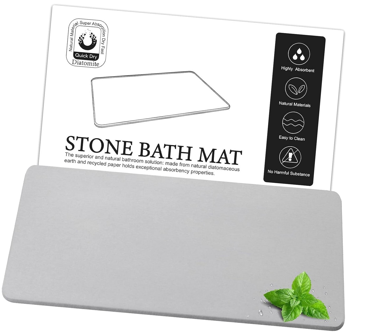 Fuliko Diatomite Stone Mat, Diatomaceous Quick Drying Mats for Bathroom ...