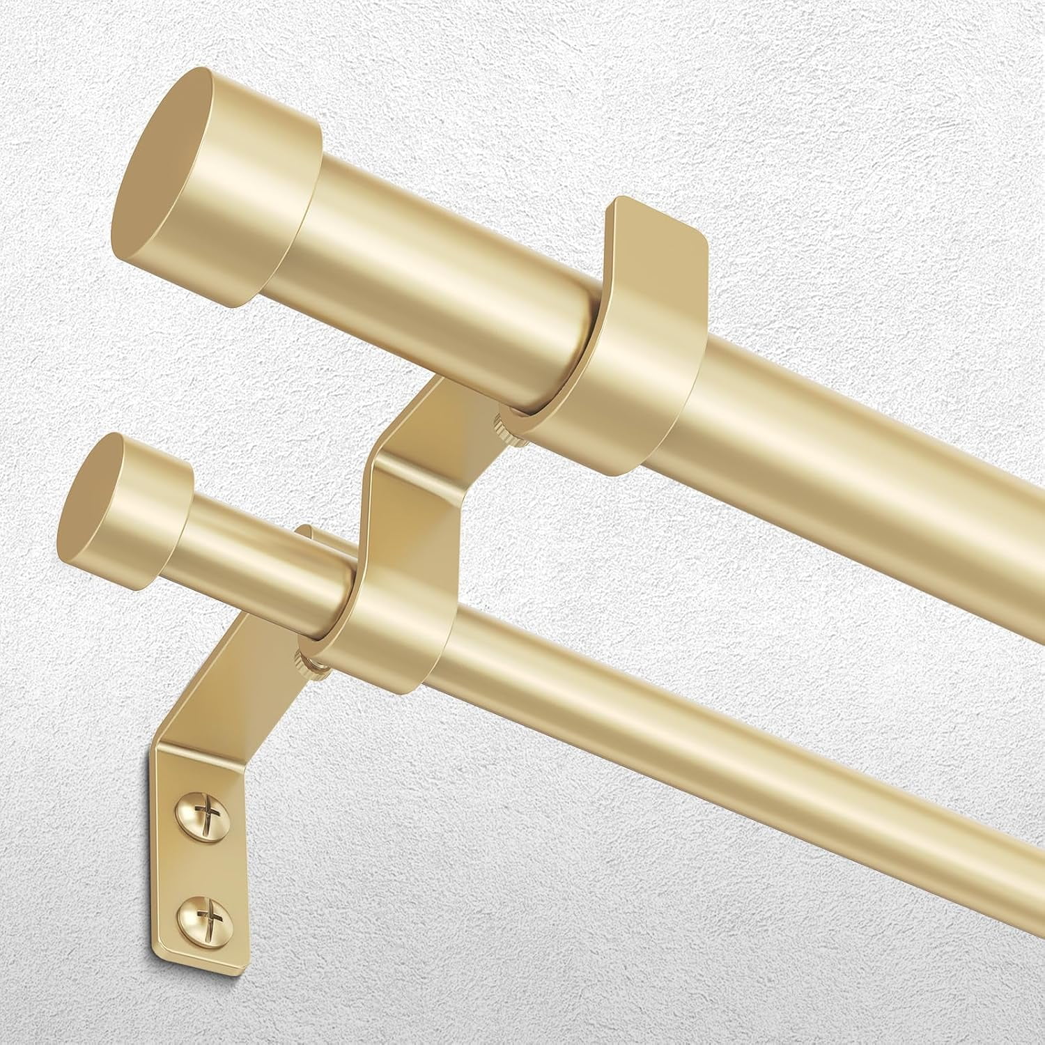 Fuliko Double Curtain Rod, 72 to 144 Inch Extended Dual Curtain Rods ...
