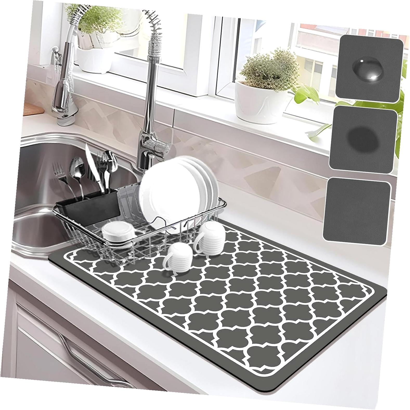 Fuliko Drying Mat for Kitchen Countertops, Coffee Mat Hide Stain Rubber ...