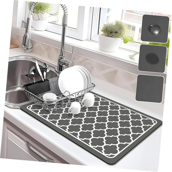 Fuliko Drying Mat for Kitchen Countertops, Coffee Mat Hide Stain Rubber ...