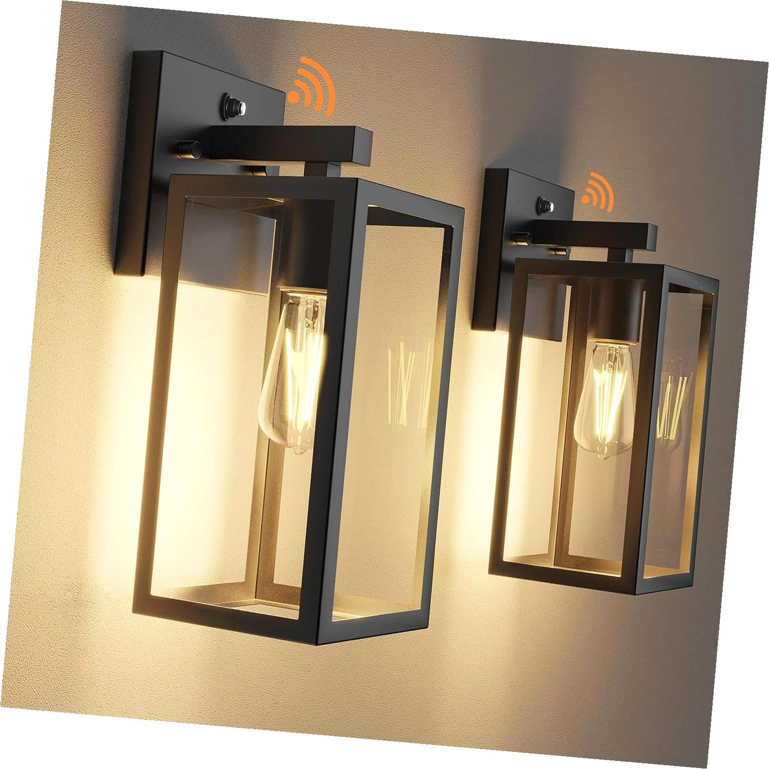 Fuliko Dusk to Dawn Porch Light, 2 Pack Exterior Wall Sconce with E26 Base for Entryway and ...