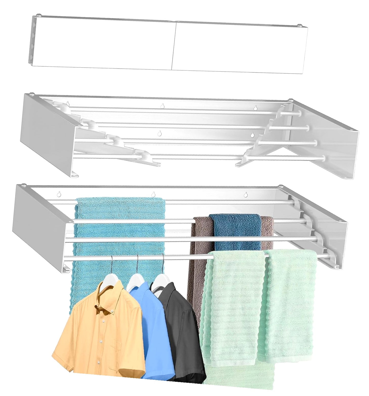 Fuliko FOCHIER Laundry Drying Rack Wall Mounted Clothes Drying Rack ...