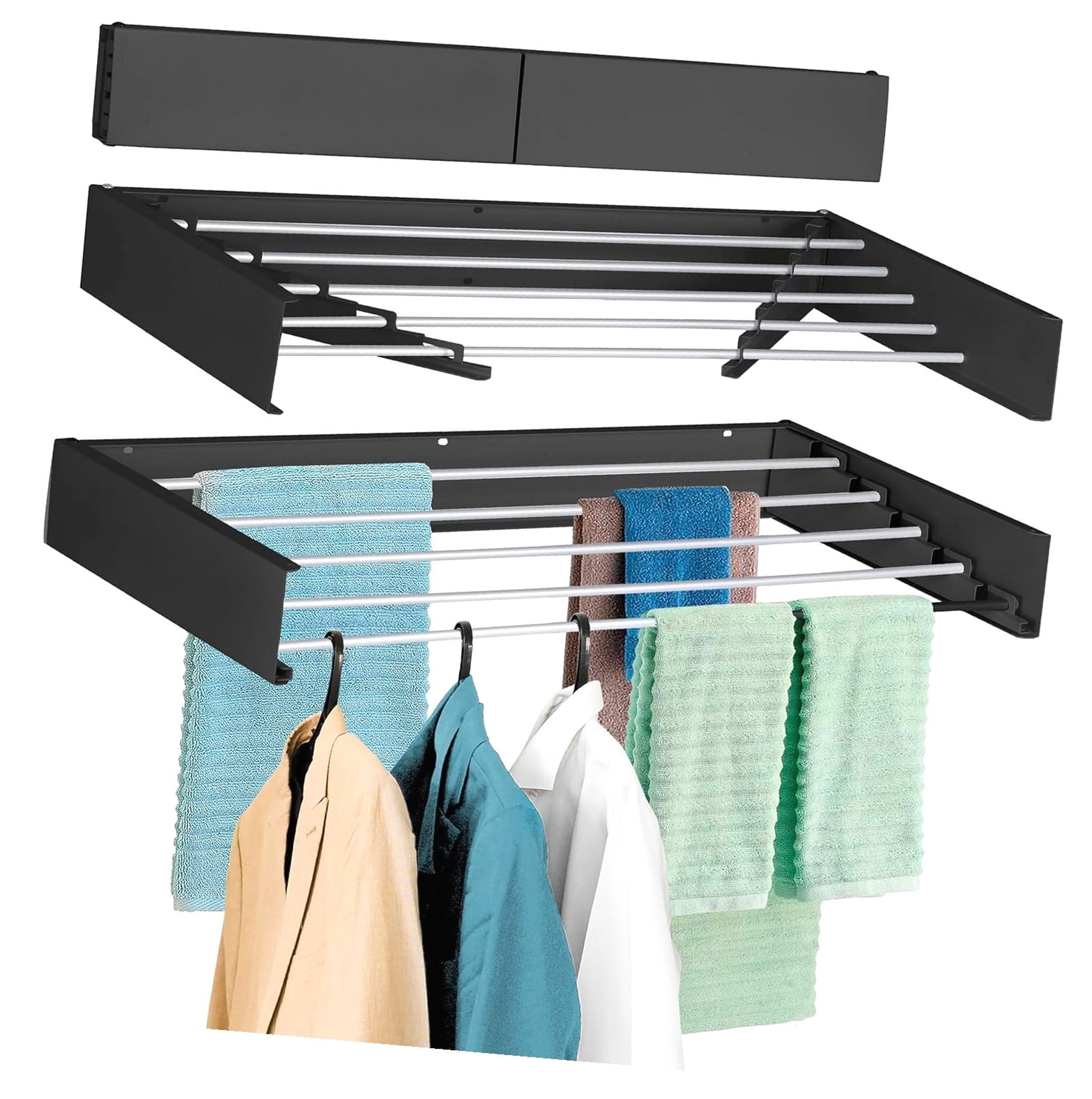 Fuliko FOCHIER Laundry Drying Rack Wall Mounted Clothes Drying Rack ...