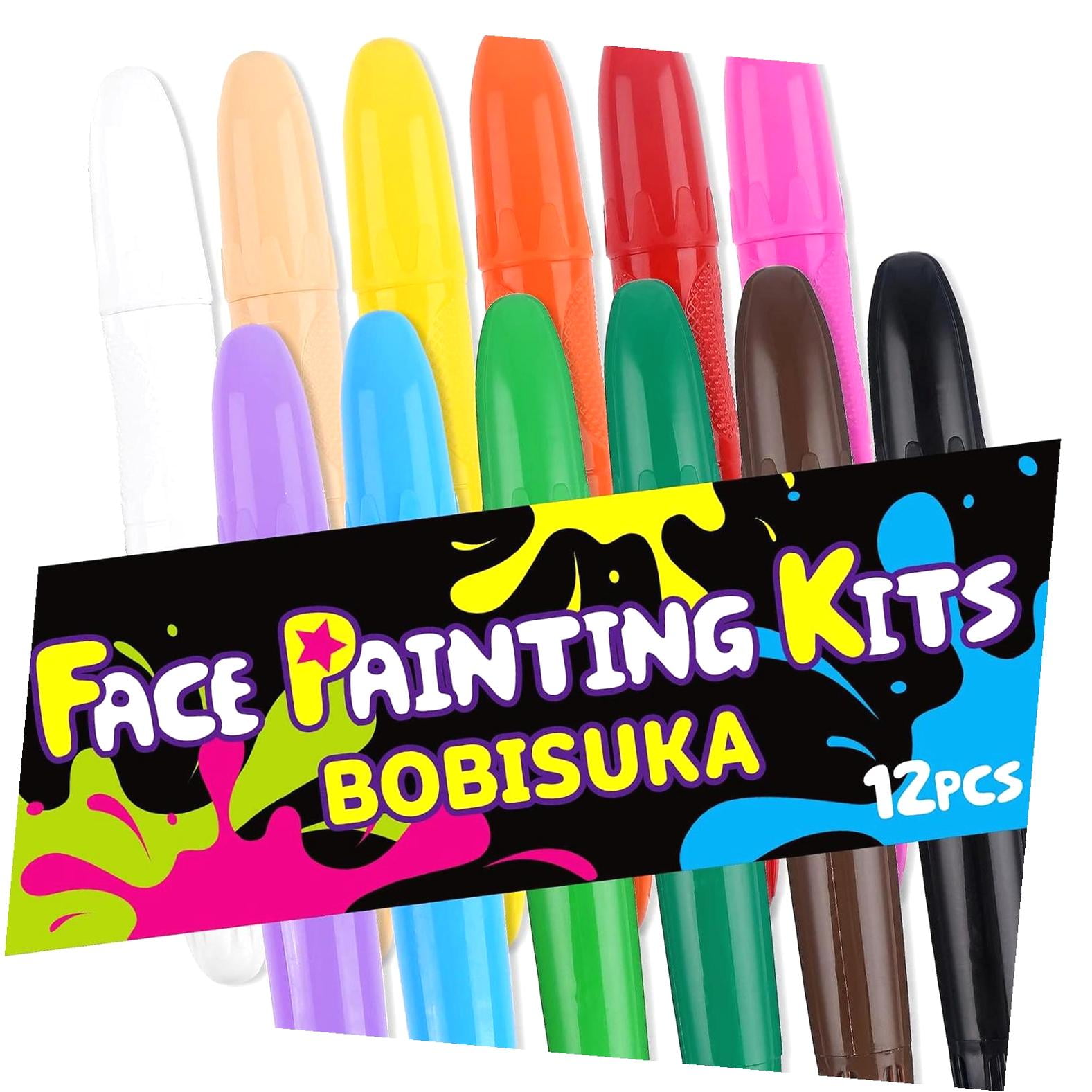 Fuliko Face and Body Paint Crayons Kit, 12 Vibrant Water-Based Colors ...