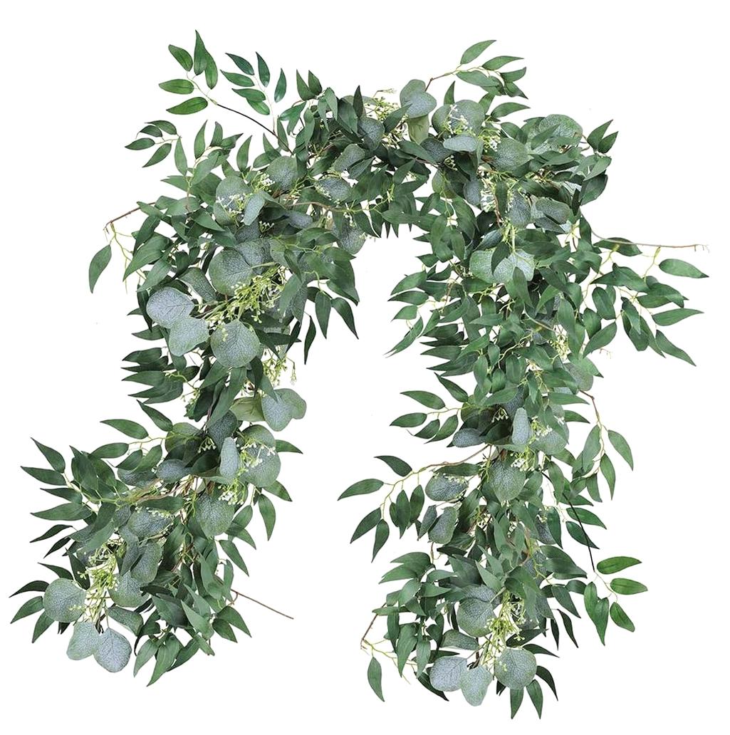 Fuliko Fake Greenery Garlands Artificial Silver Dollar Eucalyptus ...