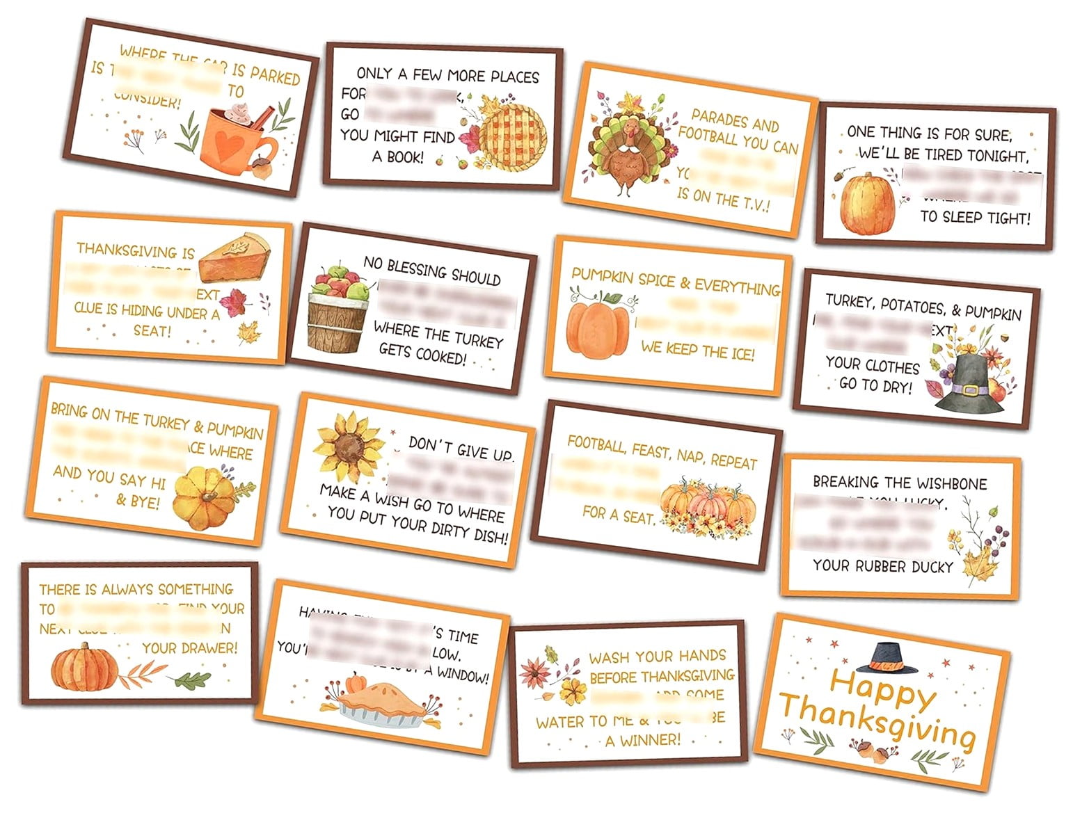 Fuliko Fall Thanksgiving Scavenger Treasure Hunt Clues Games, Pumpkin ...