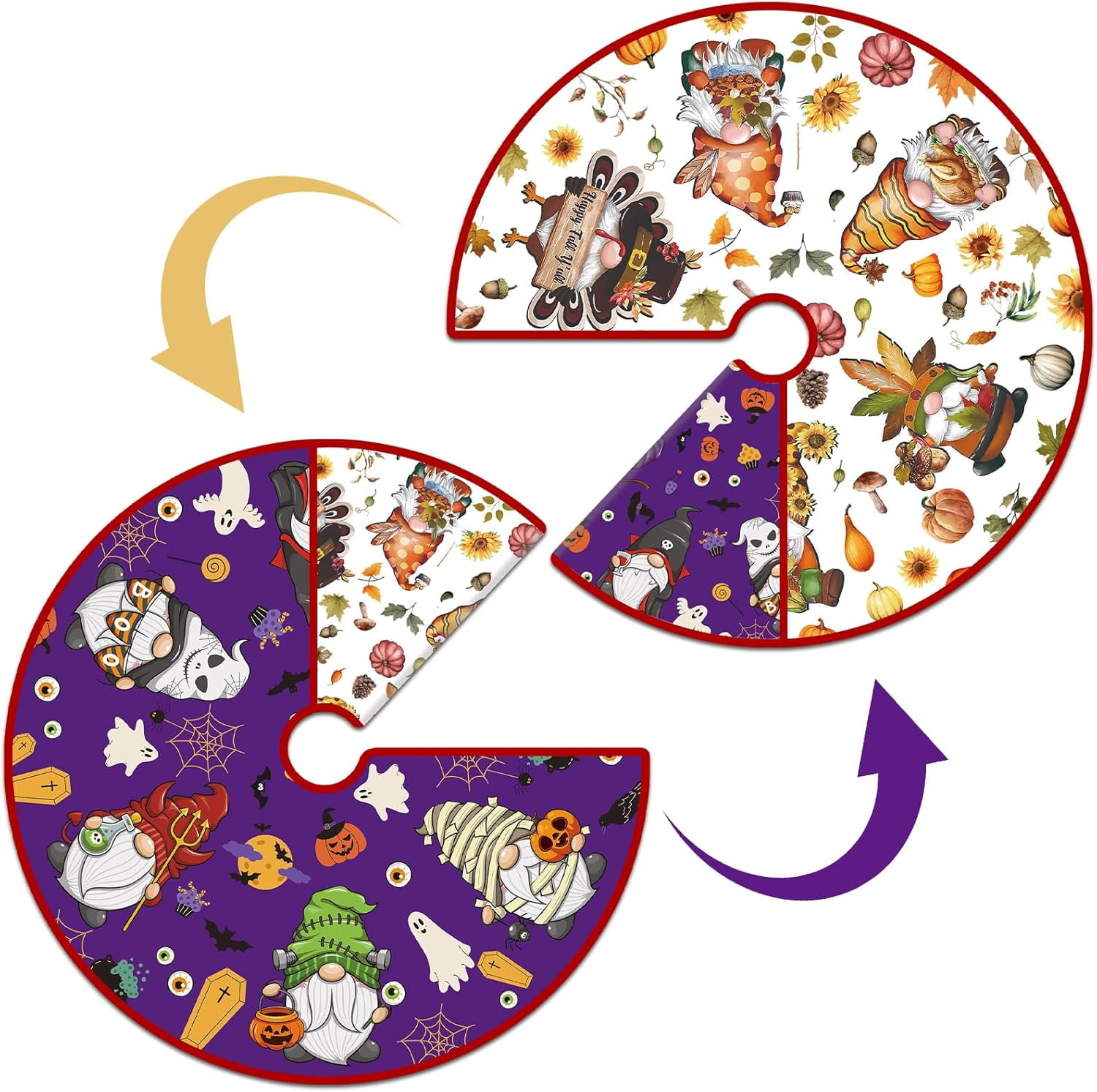 Fuliko Fall Tree Skirt 36 Inch Reversible Fall Double Sided Print Mat ...