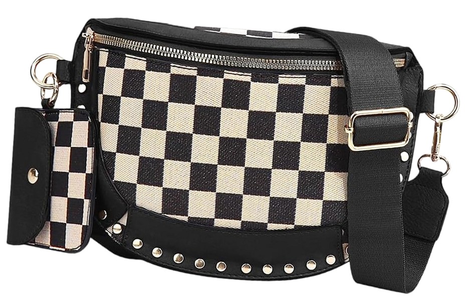 Fuliko Fanny Bum Packs for, Checkered Bag Checkered Purse and White Bum ...