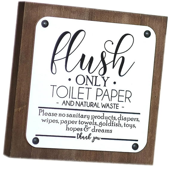 Fuliko Farmhouse Bathroom Sign Flush Only Toilet Paper Wall Half, Guest ...
