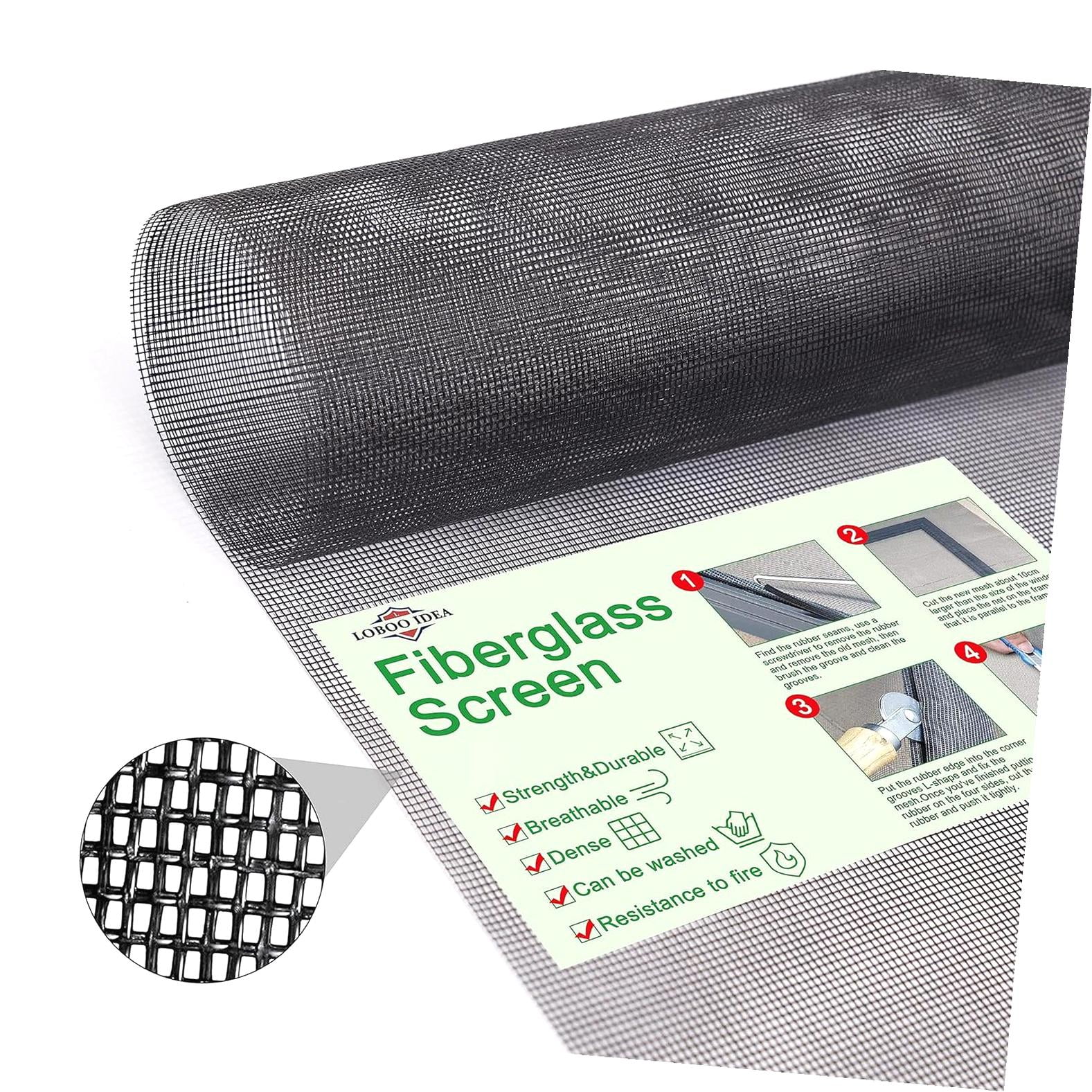 Fuliko Fiberglass Window Screen Mesh Replacement, Gray, 100x100cm (39 ...
