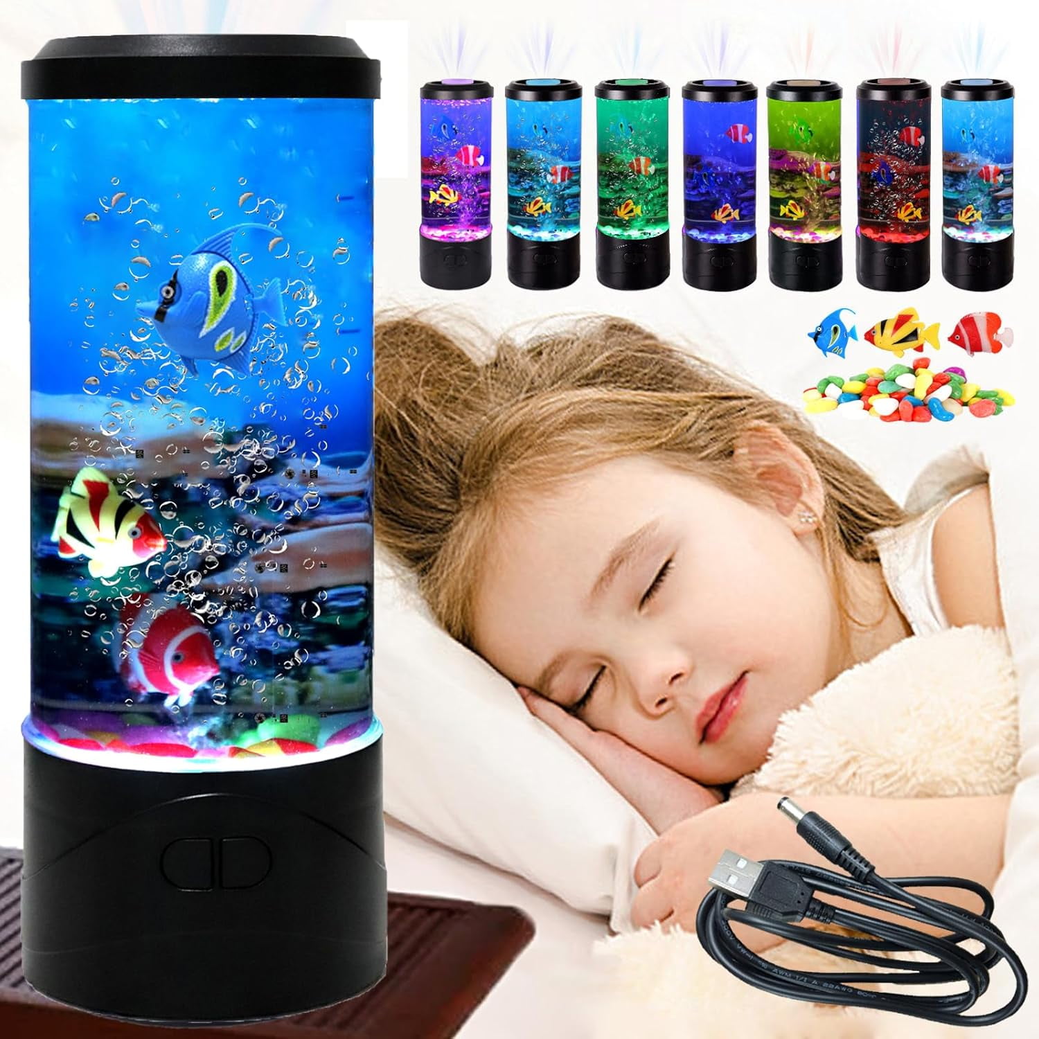 Fuliko Fish Lamp, Artificial Fish Aquarium Light, Multi-Color Changing ...