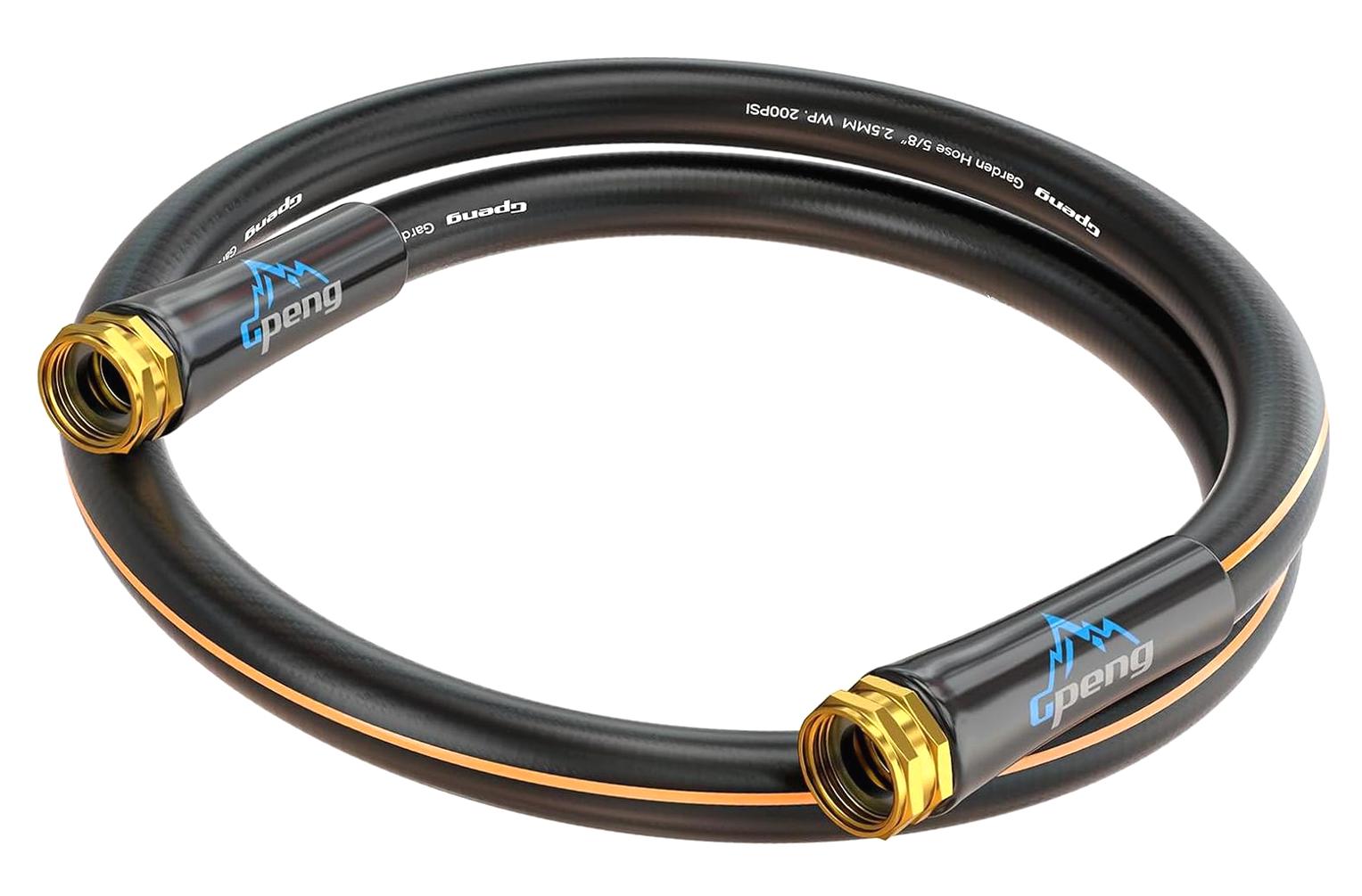 Fuliko Fixed Length Leader Hose 5ft x 5/8", Compact Garden Hose, Rubber ...