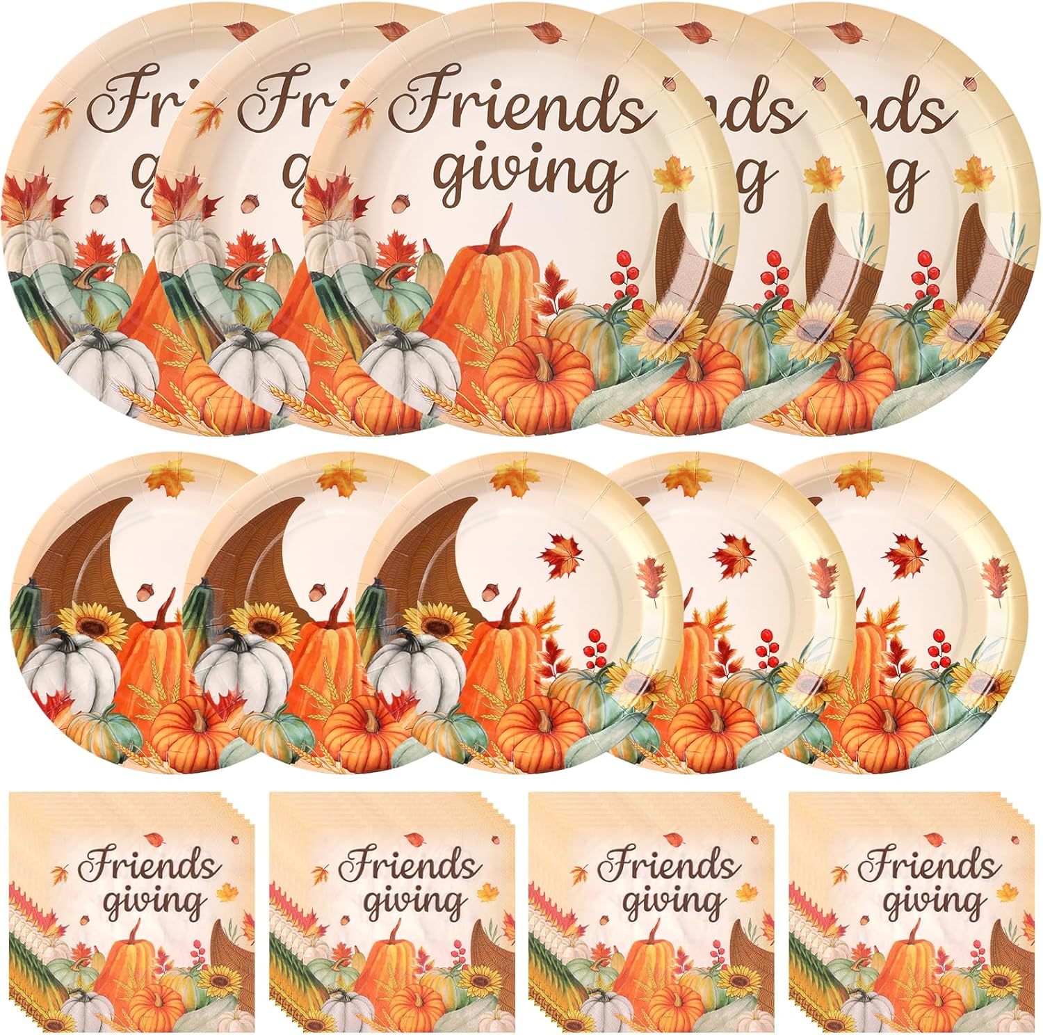 Fuliko Friendsgiving Plates and Napkins Sets for 50 Guests ...