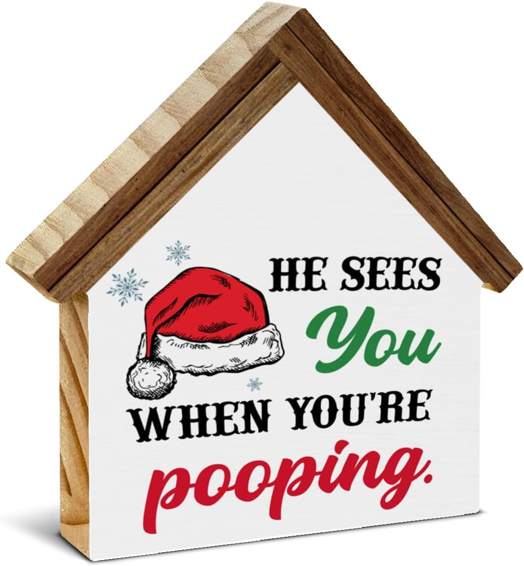 Fuliko Funny Christmas Bathroom Decor Sees You When You Pooping House