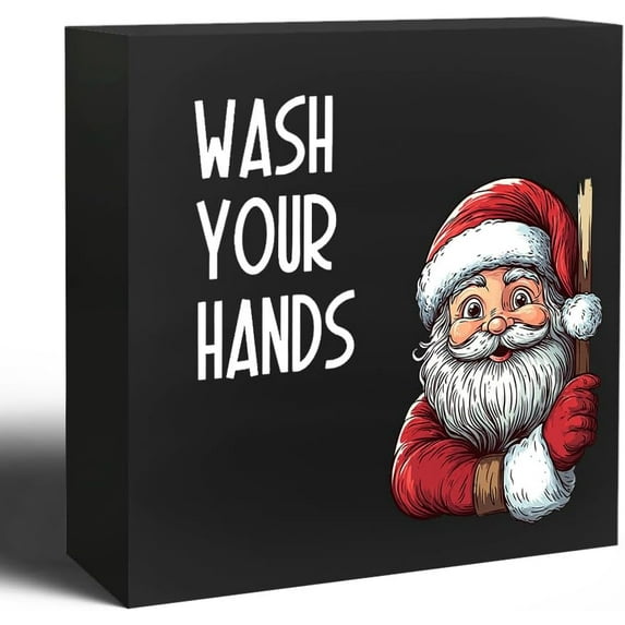 Fuliko Funny Christmas Bathroom Wooden Box Sign, Christmas Bathroom ...