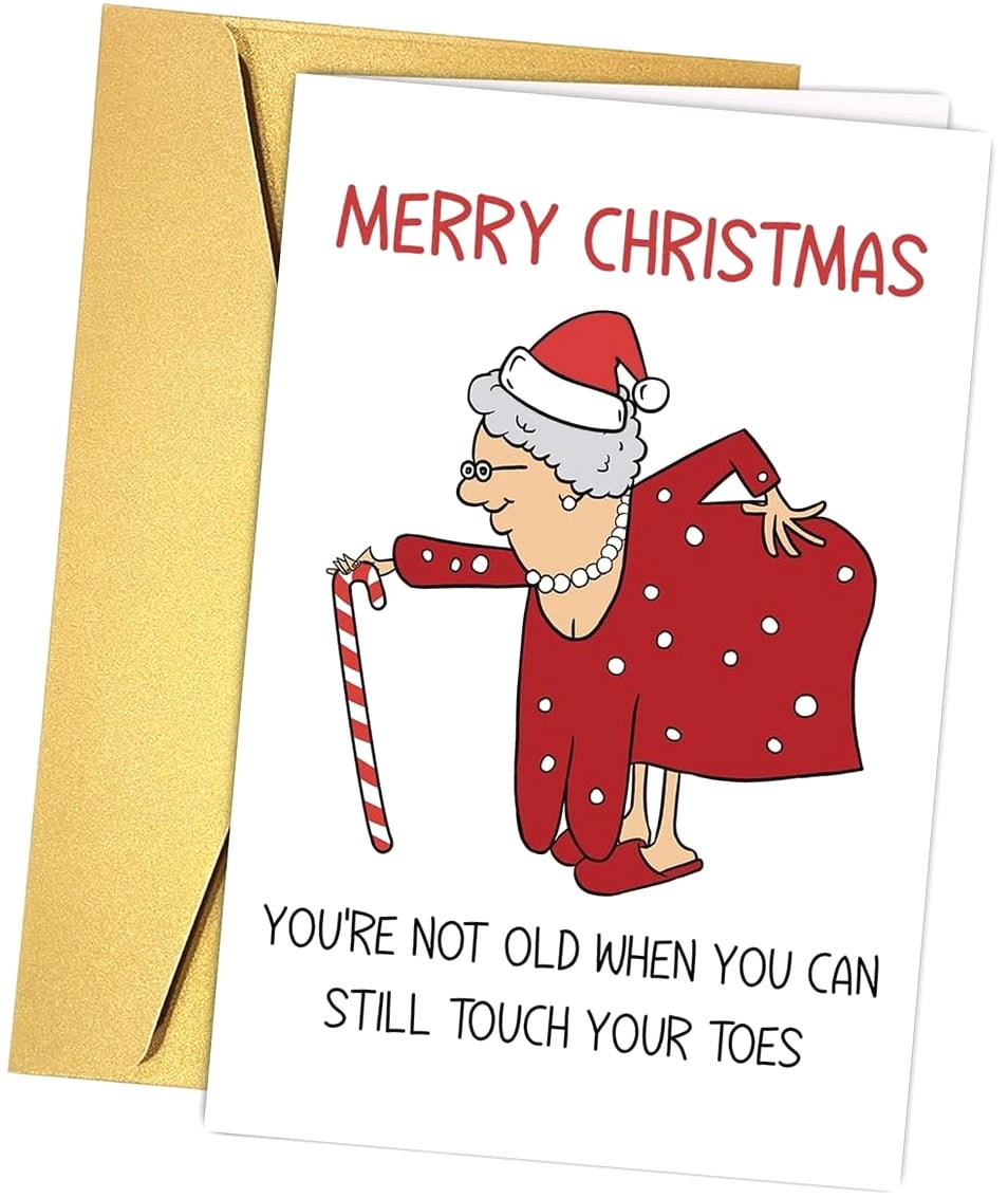Fuliko Funny Christmas Card for Aging Lady, Rude Christmas Card for Grandma Mom Aunt Friends ...