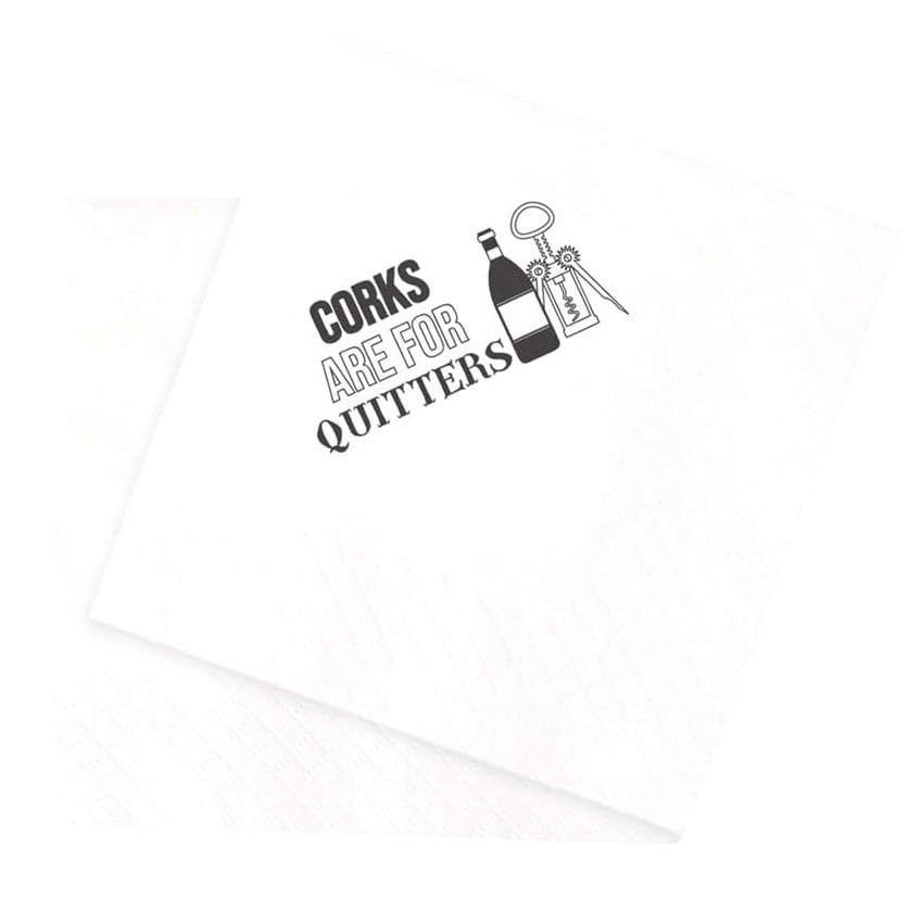 Fuliko Funny Cocktail Napkins 100Pcs Corks Are for Quitters Paper ...