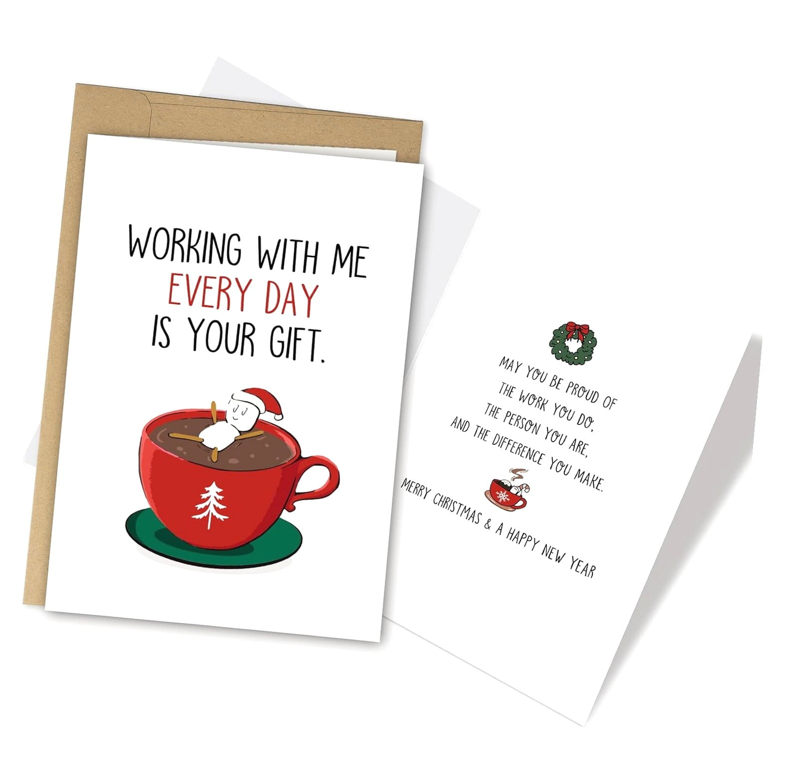 Fuliko Funny Office Christmas Card for Coworker, Merry Christmas Card ...