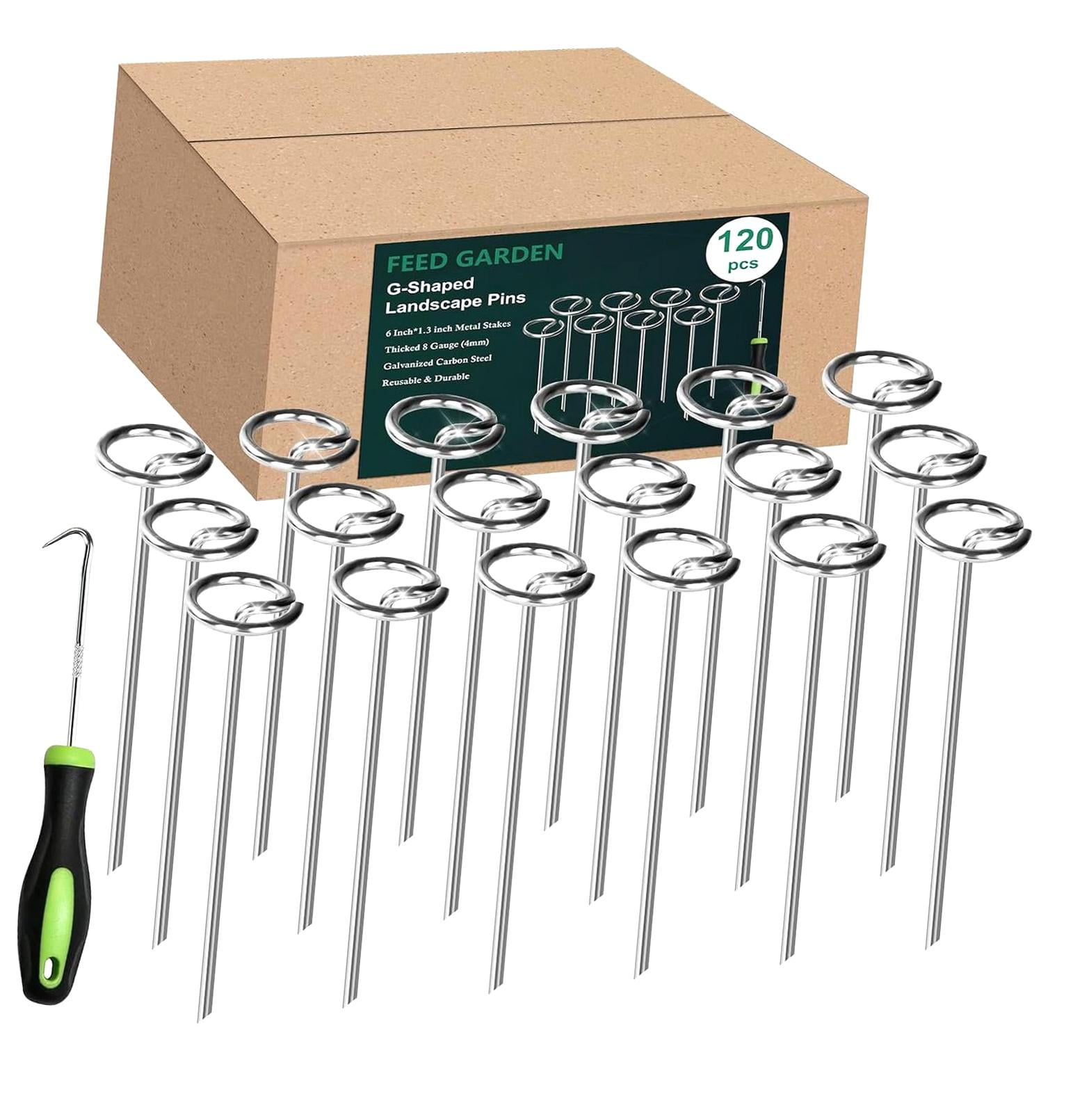 Fuliko GARDEN 120 Pack Landscape Staples 8 Gauge 6 Inch Galvanized ...