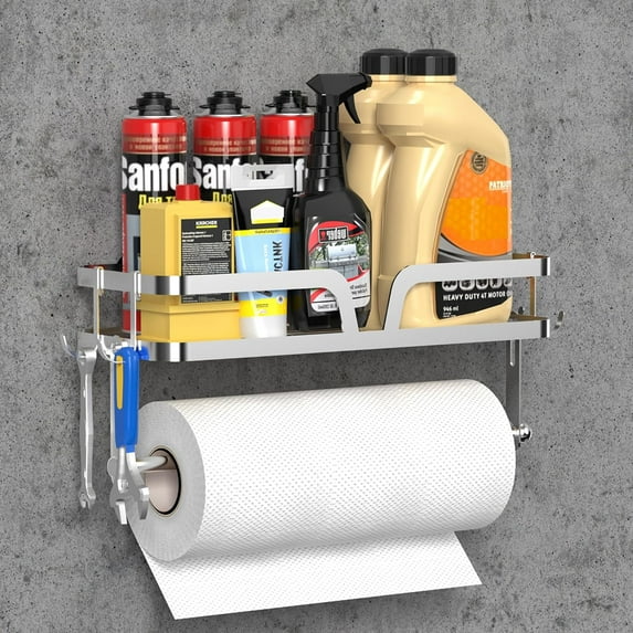 Fuliko Garage Paper Holder with , 2-in-1 Wall Mounted Shop Paper Roll ...