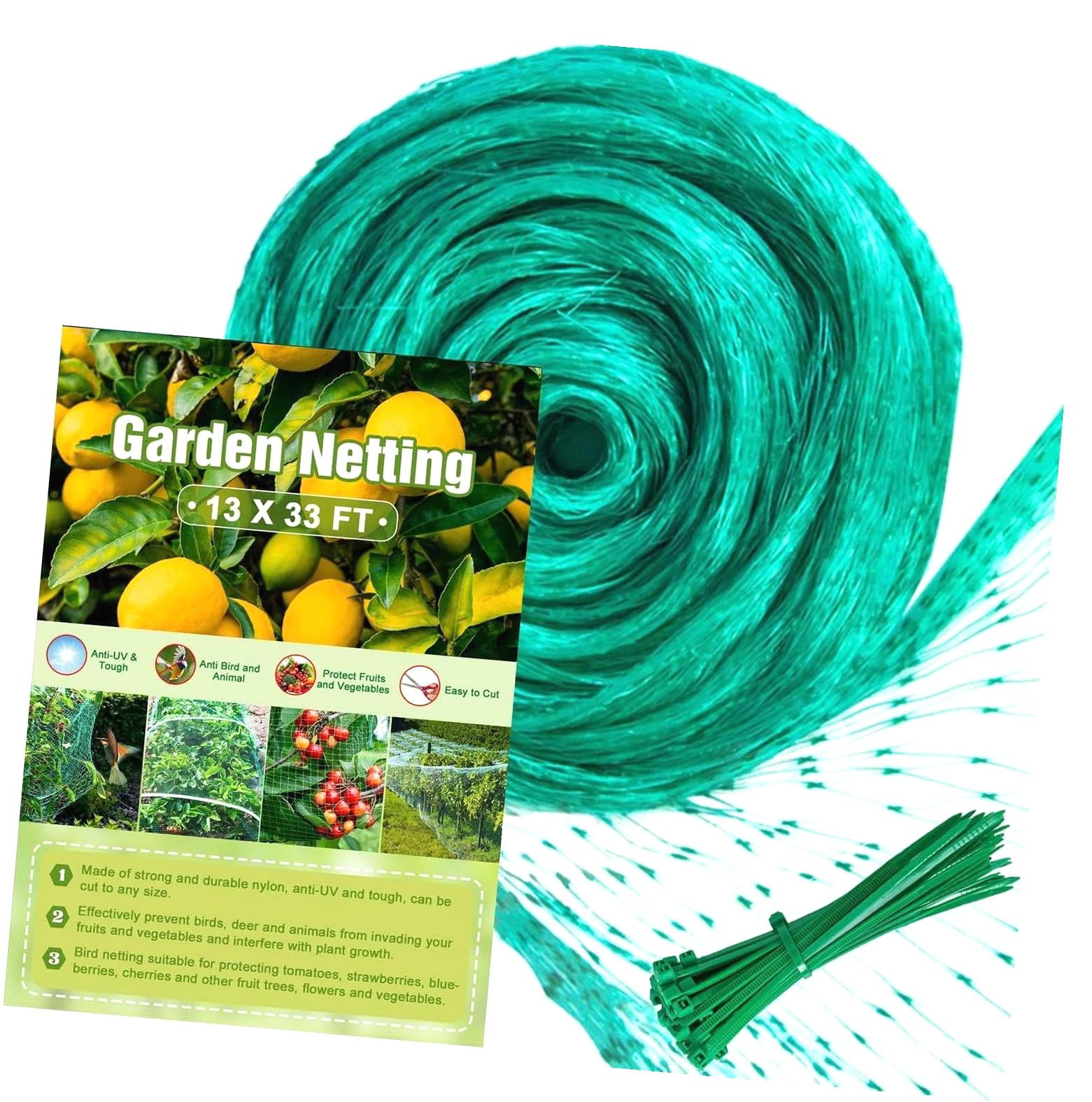 Fuliko Garden Barrier, 13 x 33 FT Bird Net with 50 Plant Fasteners ...
