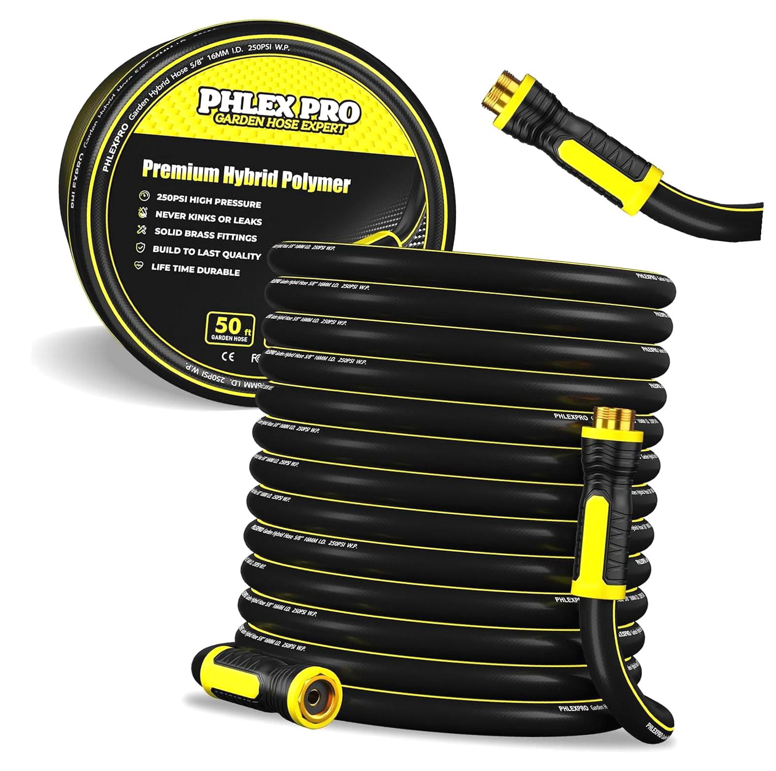 Fuliko Garden Hose 50FT - PHLEX Heavy-Duty Premium 5/8'' Rubber 3-Layer ...