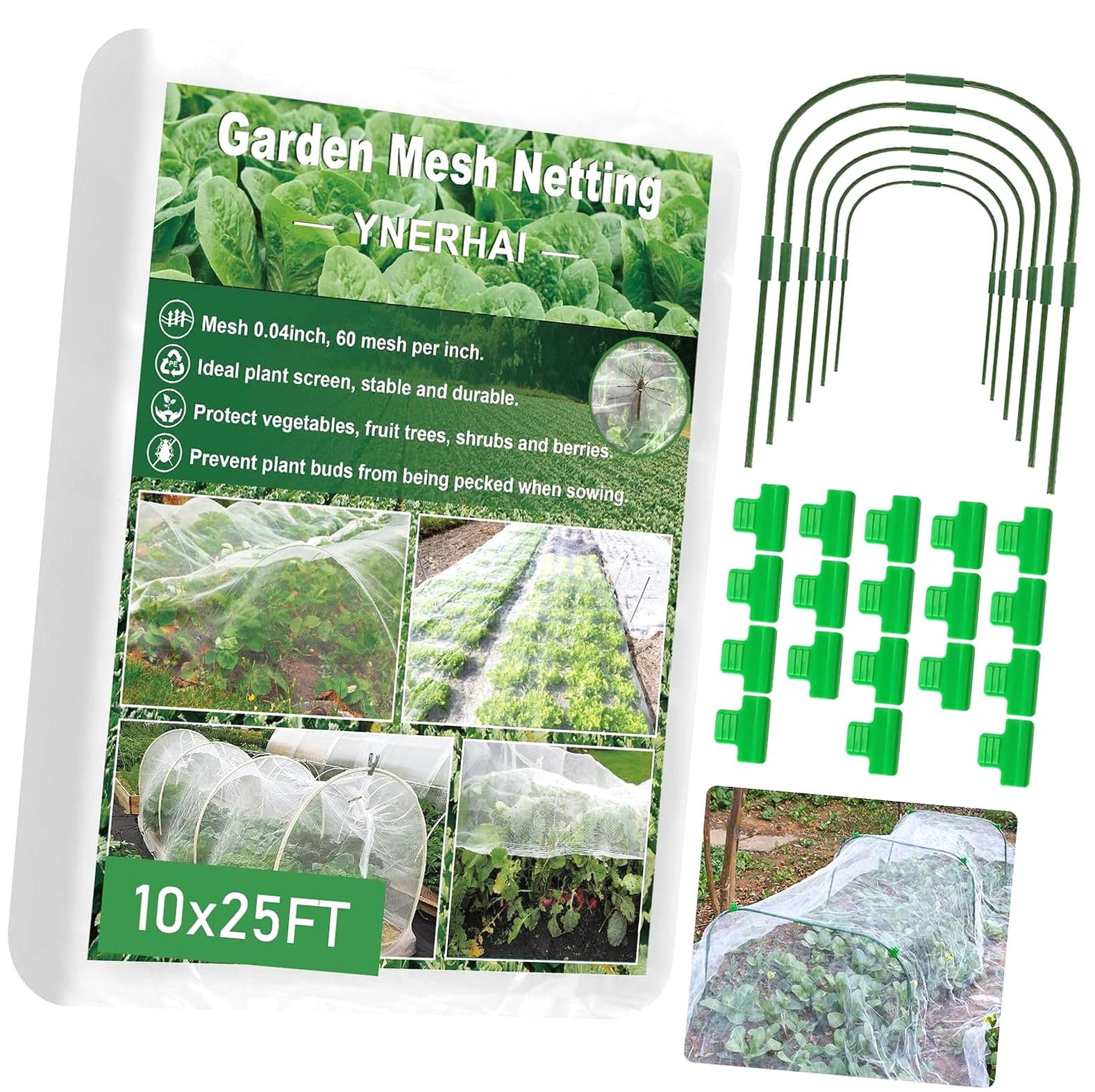 Fuliko Garden Mesh Netting Kit, 10x25FT Ultra Fine Plant Protection ...