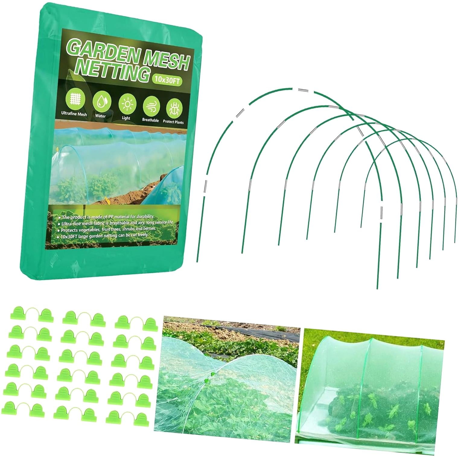 Fuliko Garden Mesh Netting Kit, 10x30FT Fine Mesh Netting with 6 Sets ...