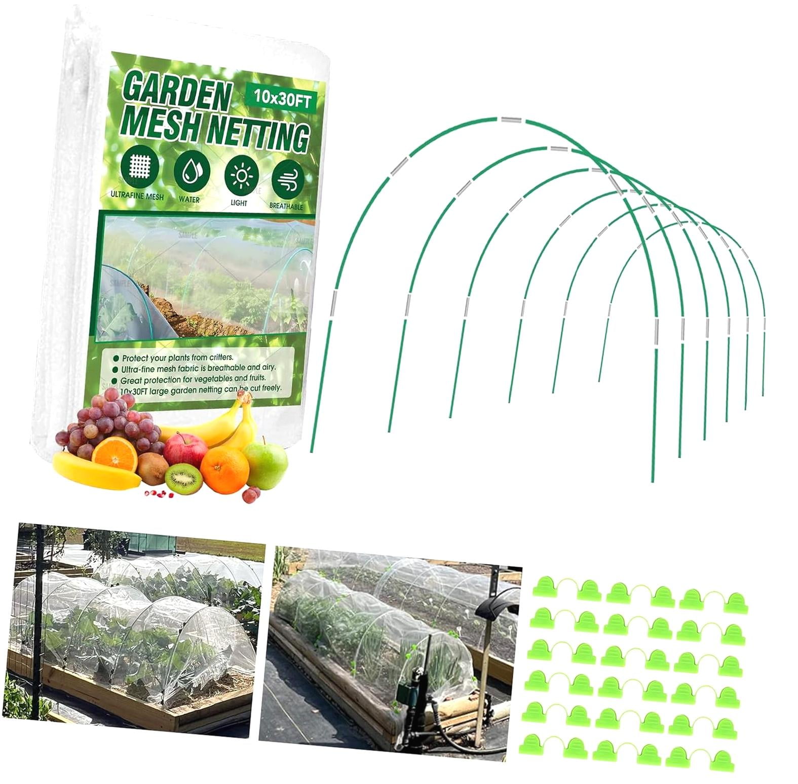 Fuliko Garden Netting Kit, 10x30FT Ultra Fine Mesh Netting with 6 Sets ...