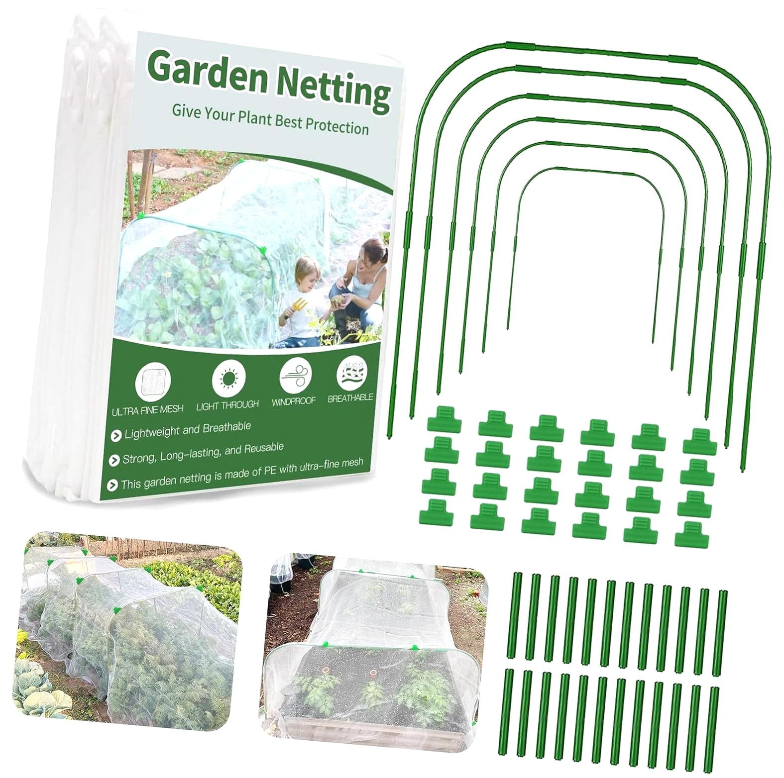 Fuliko Garden Netting Set for Raised Beds, 8x20ft Plant Protection Mesh ...