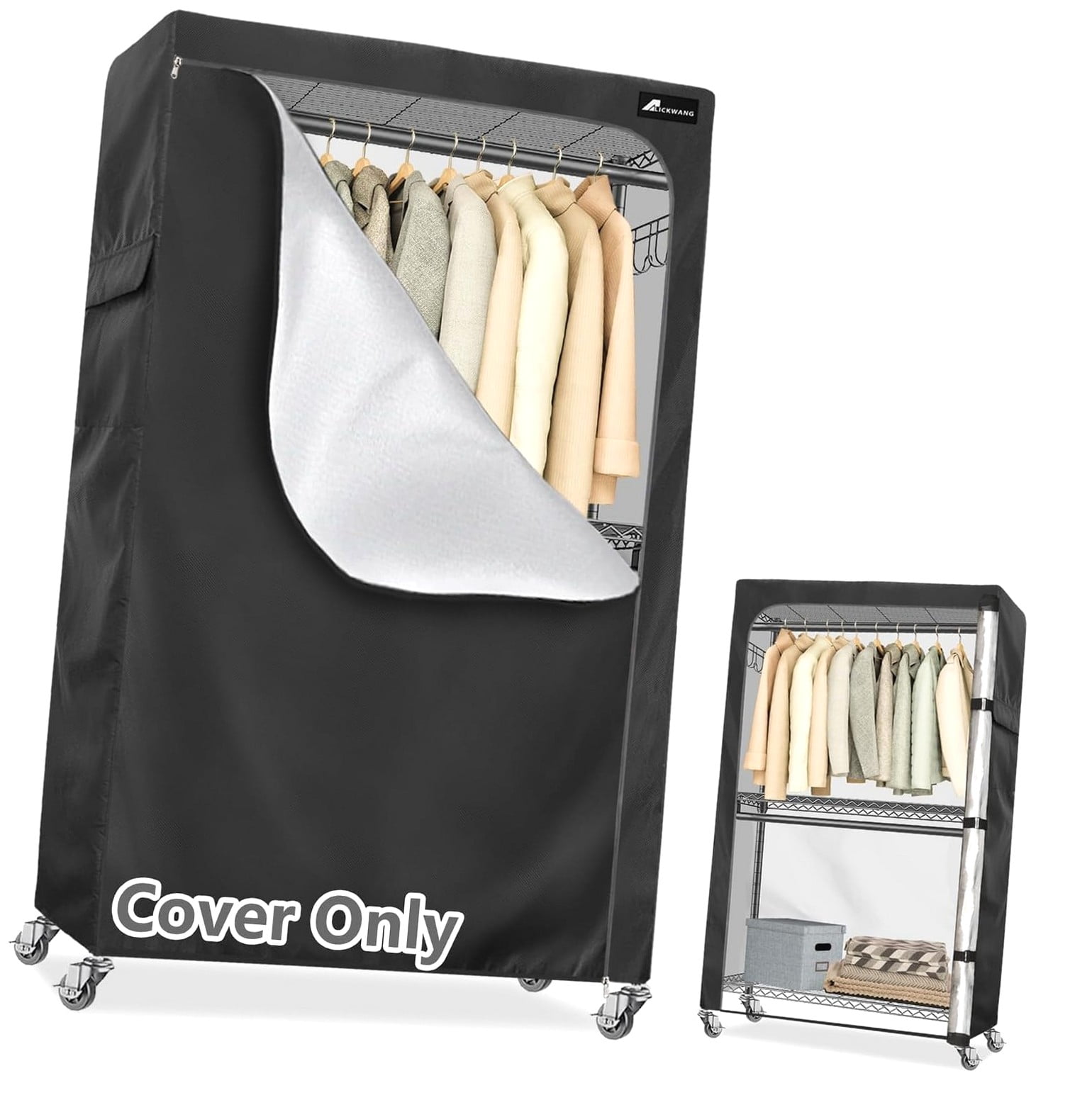 Fuliko Garment Rack Cover, 600D Dustproof Clothing Rack Cover with ...
