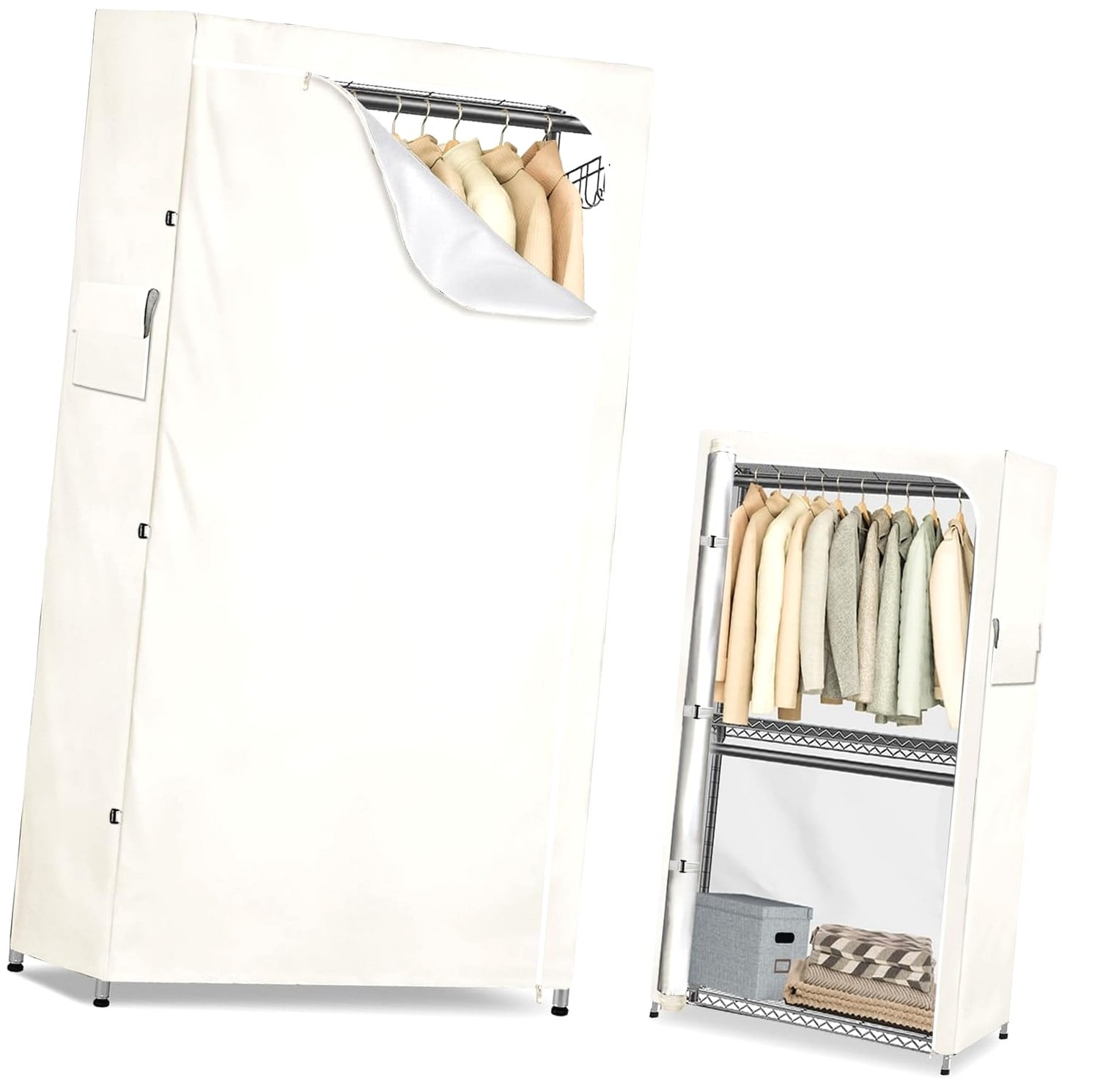 Fuliko Garment Rack Cover, 600D Dustproof Clothing Rack Cover with ...
