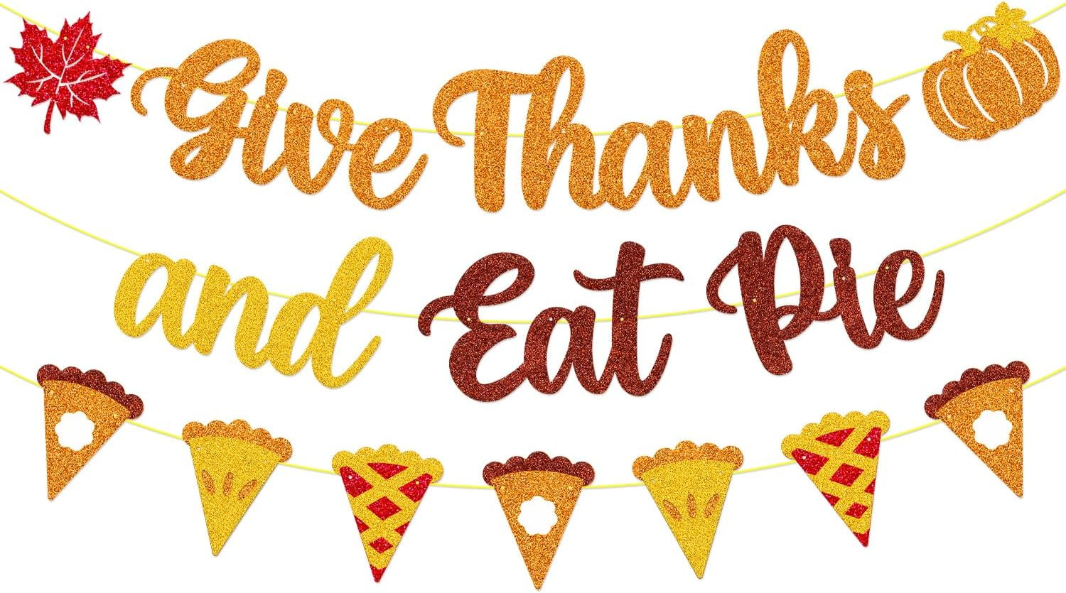 Fuliko Give Thanks and Eat Pie Banner Thanksgiving Party Decorations ...