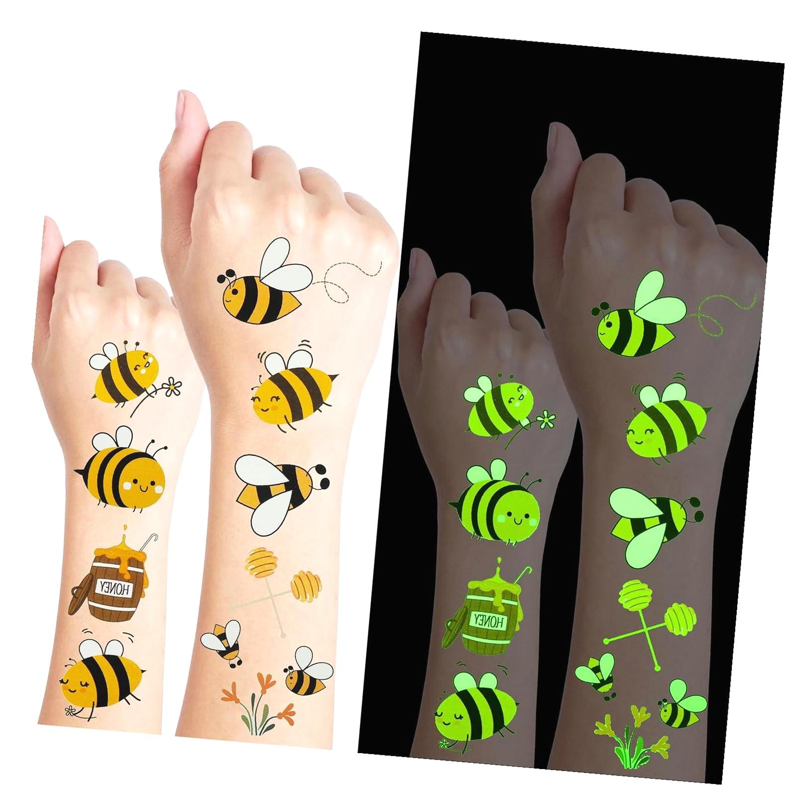 Fuliko Glow In The Dark Bee Stickers, 24 Sheets, Bumble Bee Birthday ...