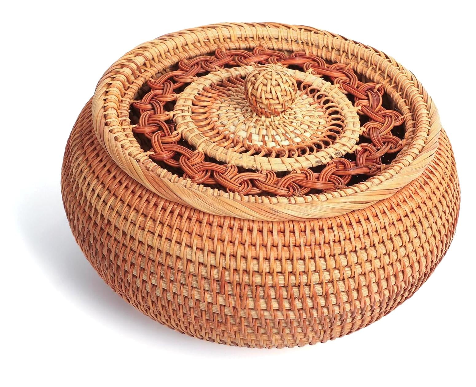 Fuliko Handwoven Rattan Basket with Cover | Multipurpose Storage ...
