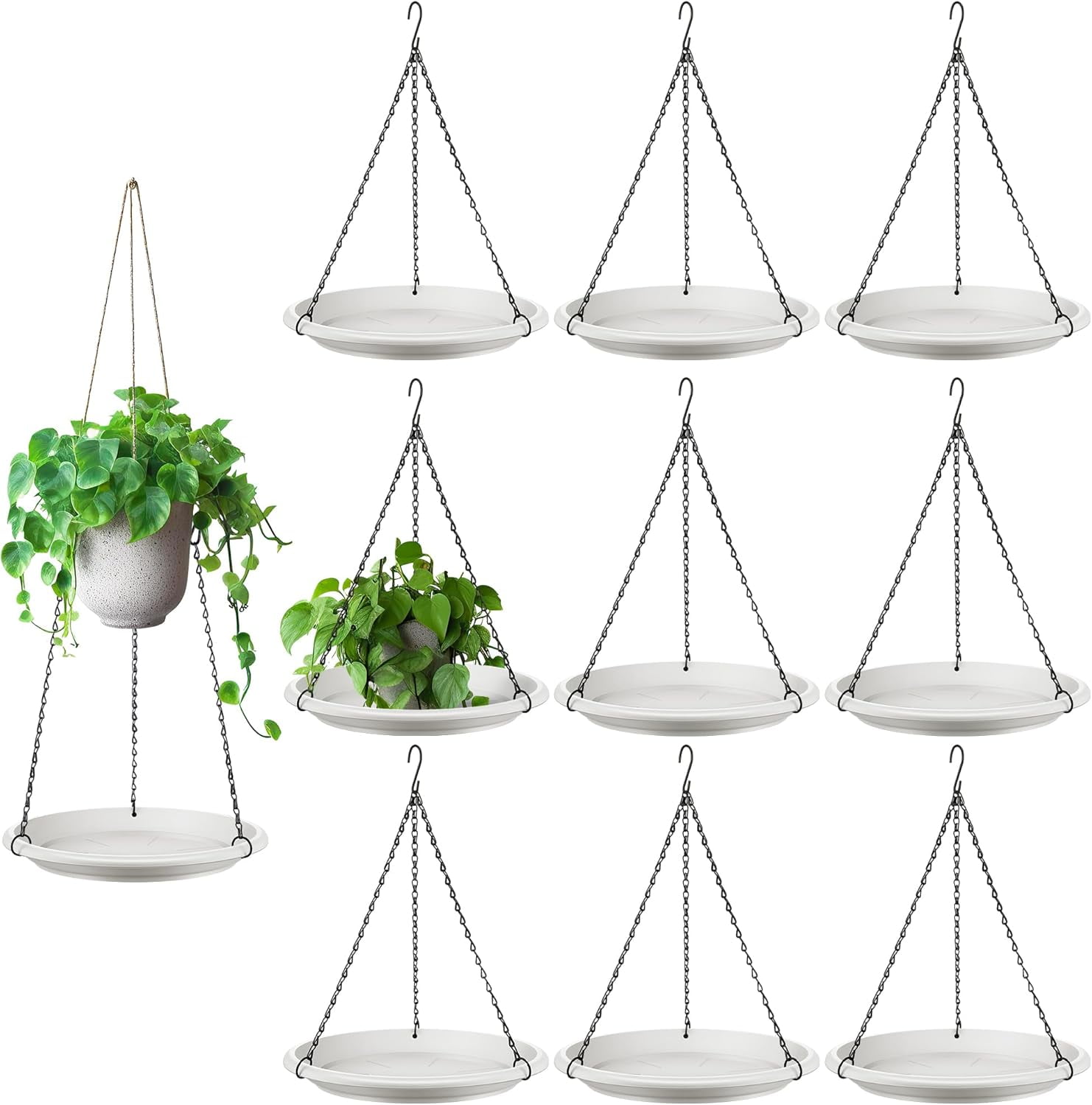 Fuliko Hanging for Indoor , 12" Plant Saucer with Basket Chains, Hanger ...