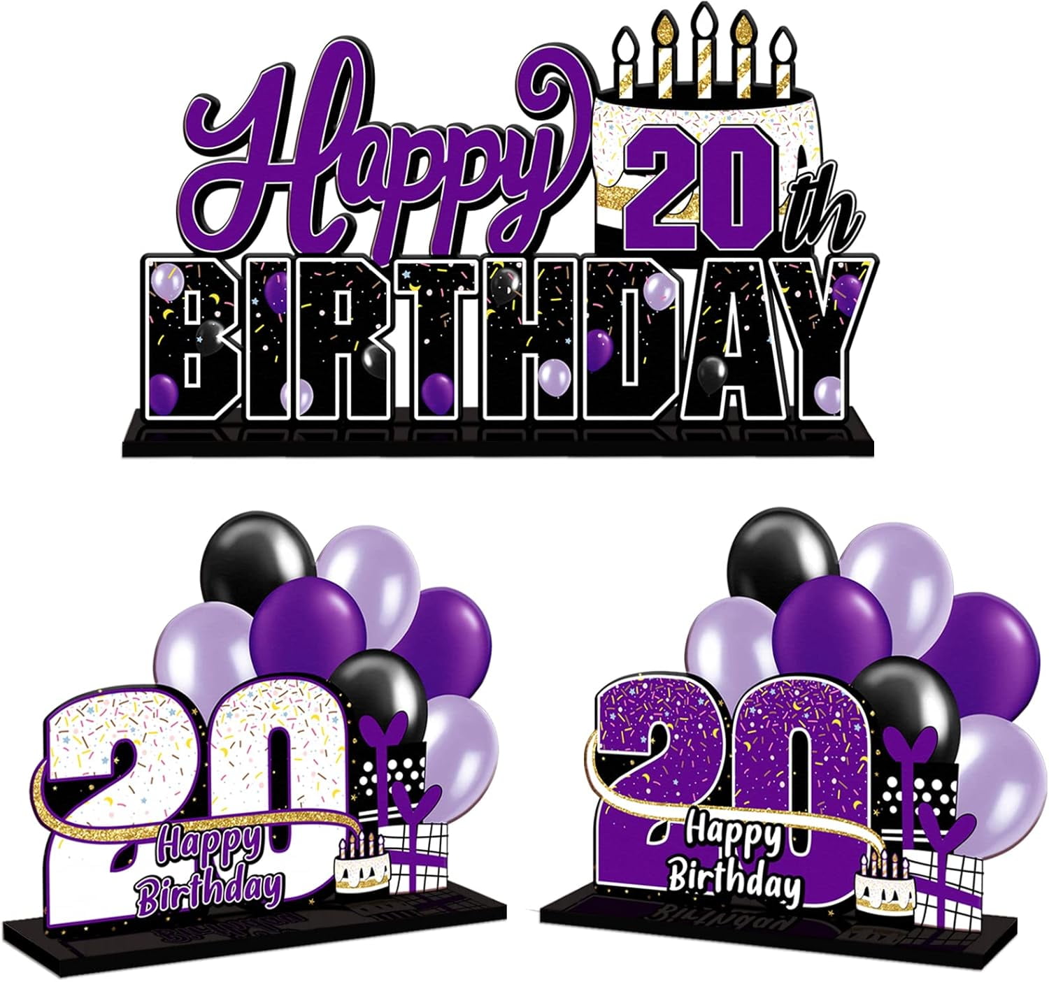 Fuliko Happy 20th Birthday Acrylic Table Topper Centerpieces Set Cheers ...