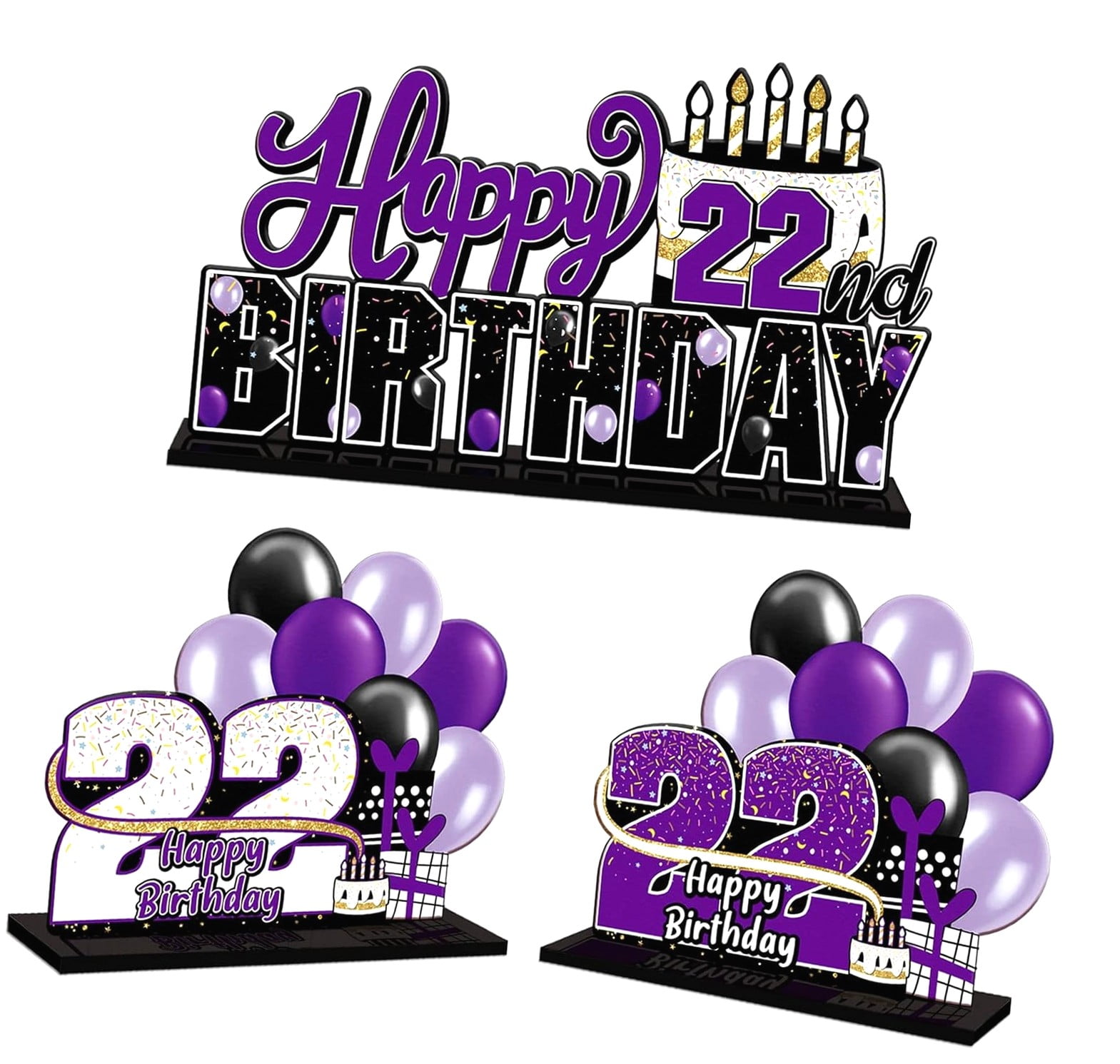 Fuliko Happy 22nd Birthday Acrylic Table Topper Centerpieces Set Cheers ...