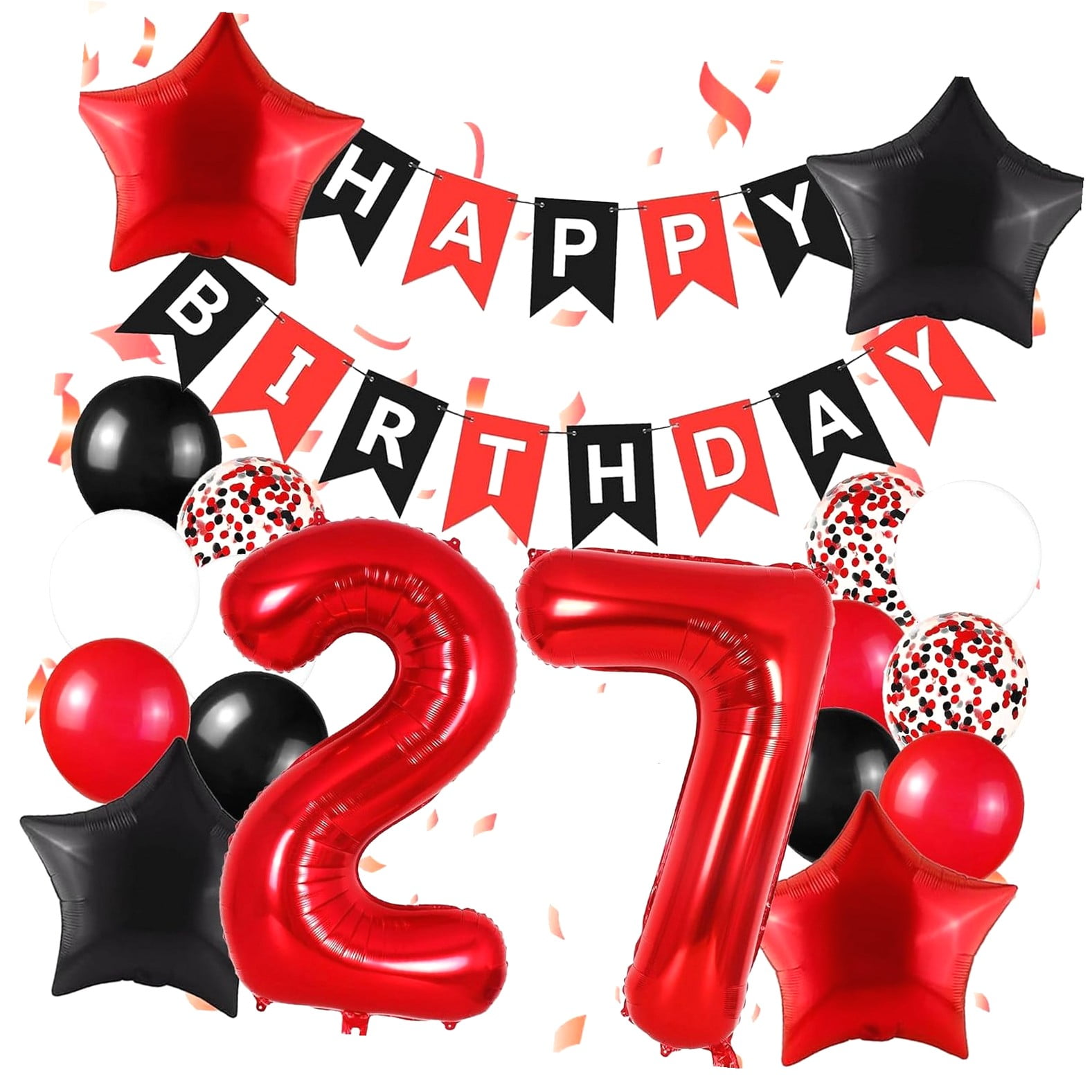 Fuliko Happy 27th Birthday Decorations For Celebration, And Red Banner ...