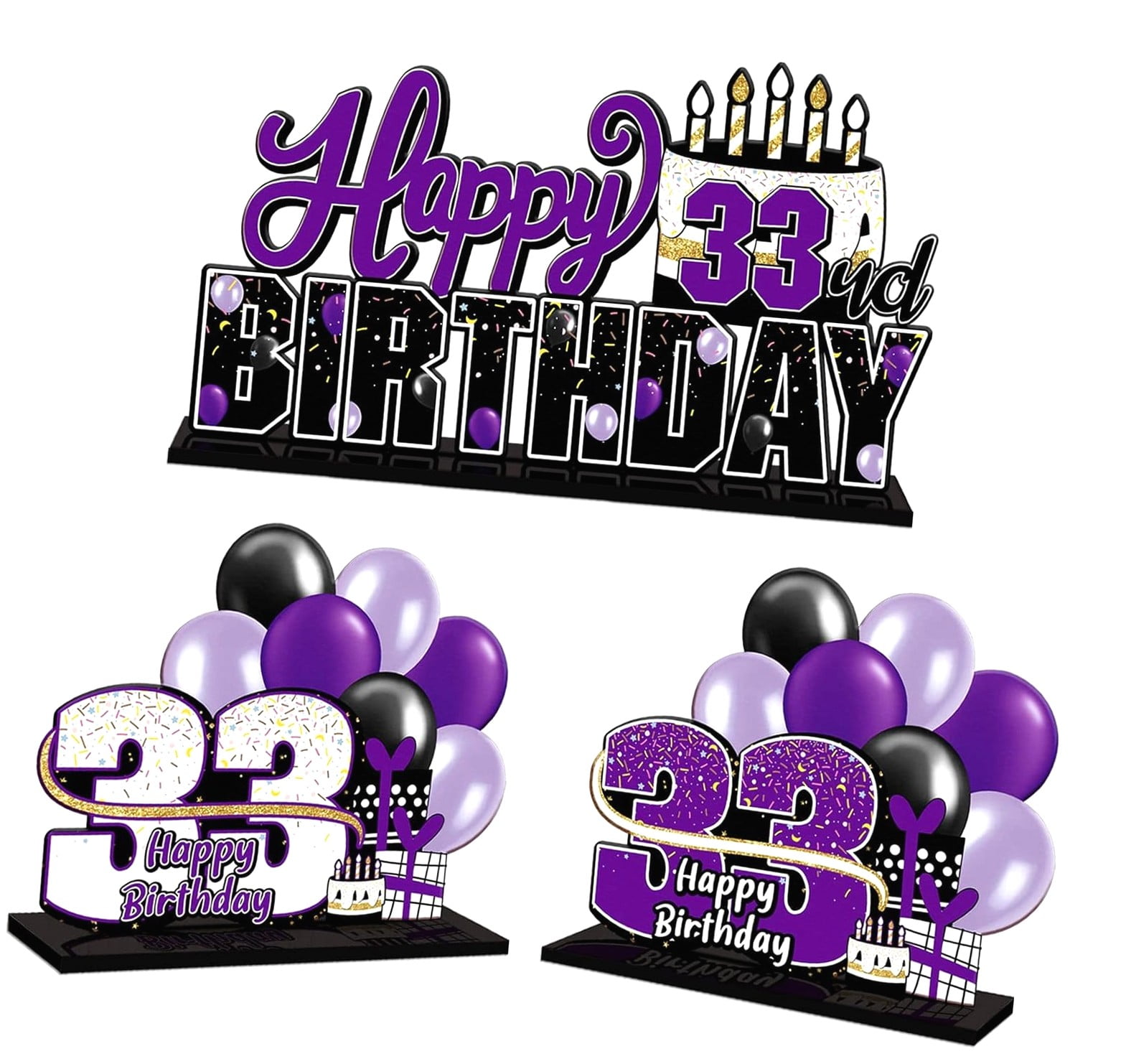 Fuliko Happy 33rd Birthday Acrylic Table Topper Centerpieces Set Cheers ...
