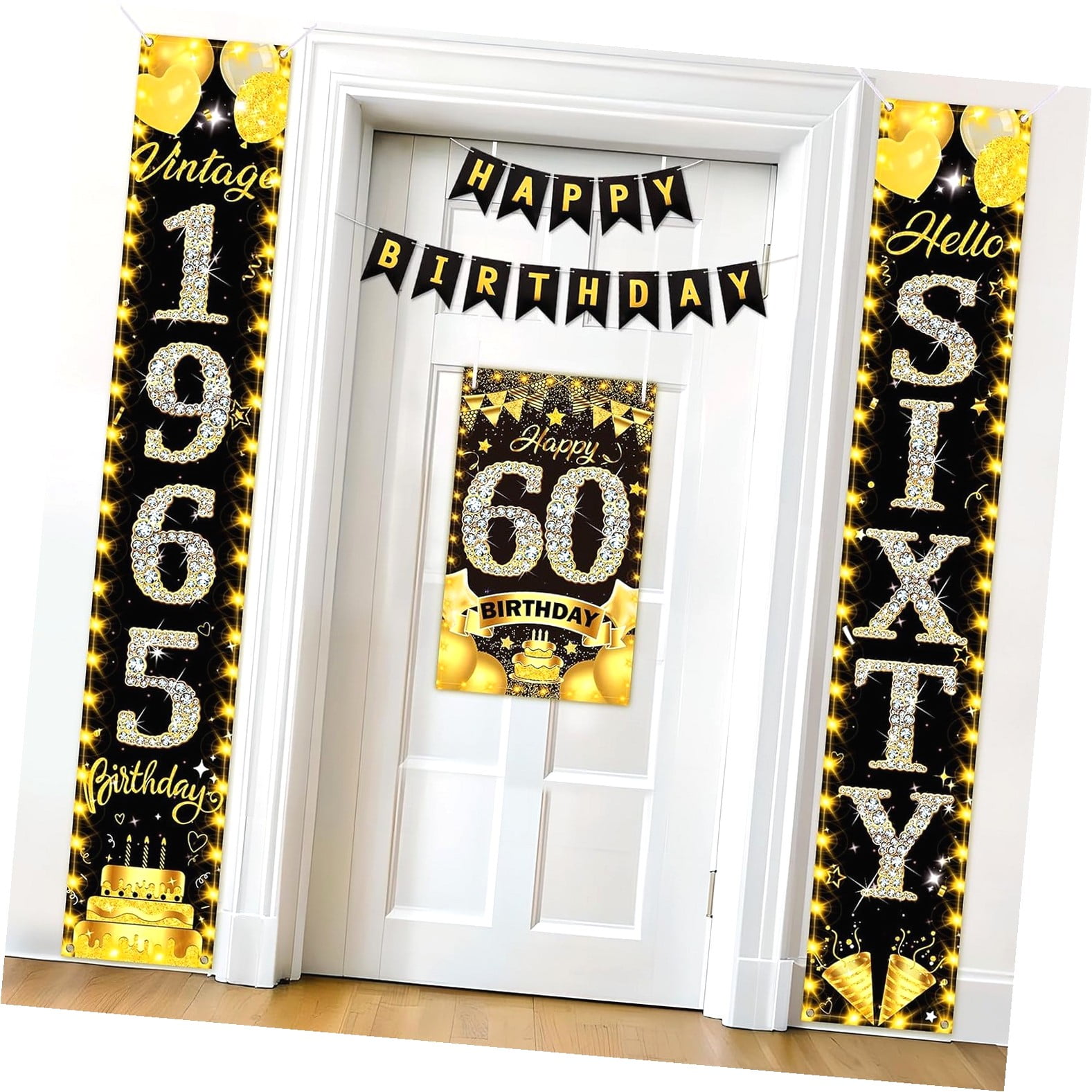 Fuliko Happy 60th Birthday Decorations Door Banner for 1965 Birthday ...