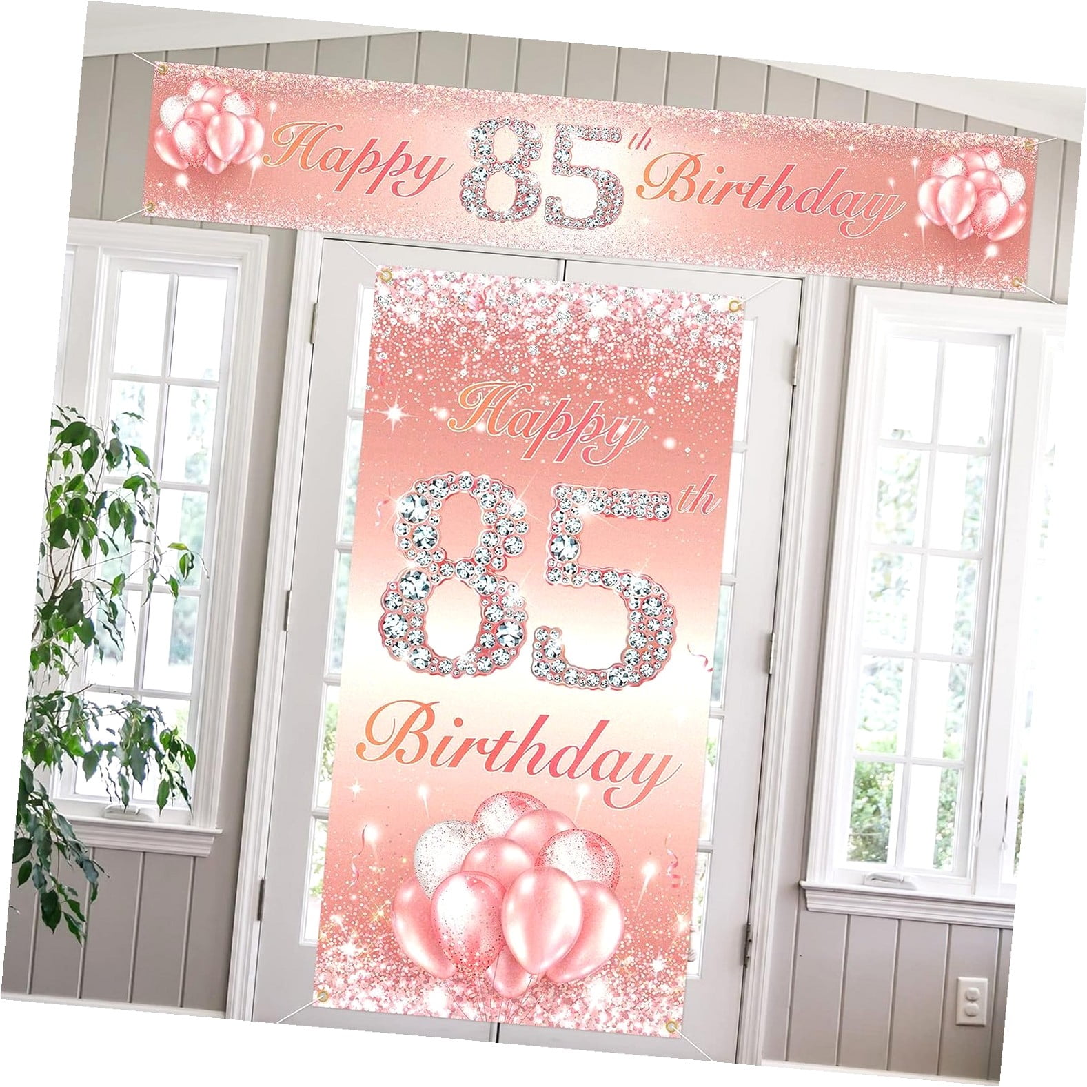 Fuliko Happy 85th Birthday Door Cover Porch Long Banner Sign Set 85 ...