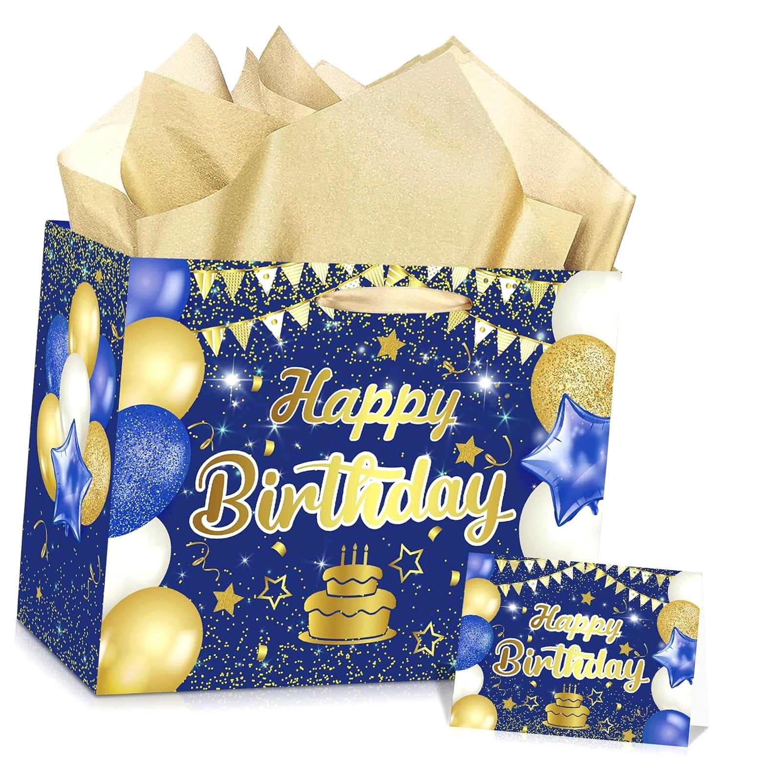 Fuliko Happy Birthday Bag with Tissue Paper Set, Large Birthday Bag and ...